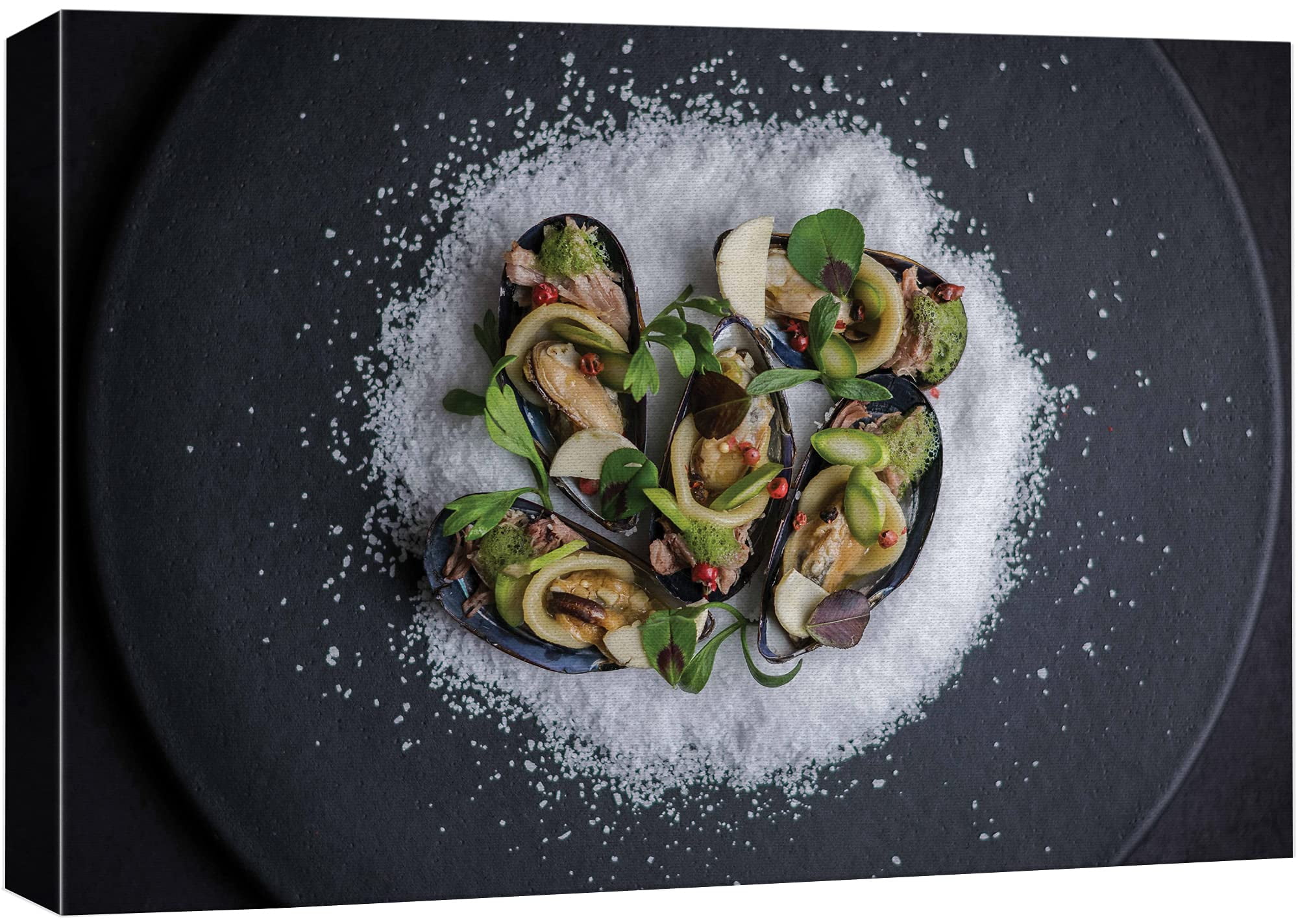 wall26 Canvas Print Wall Art Littleneck Clams on Bed of Salt with Micro ...