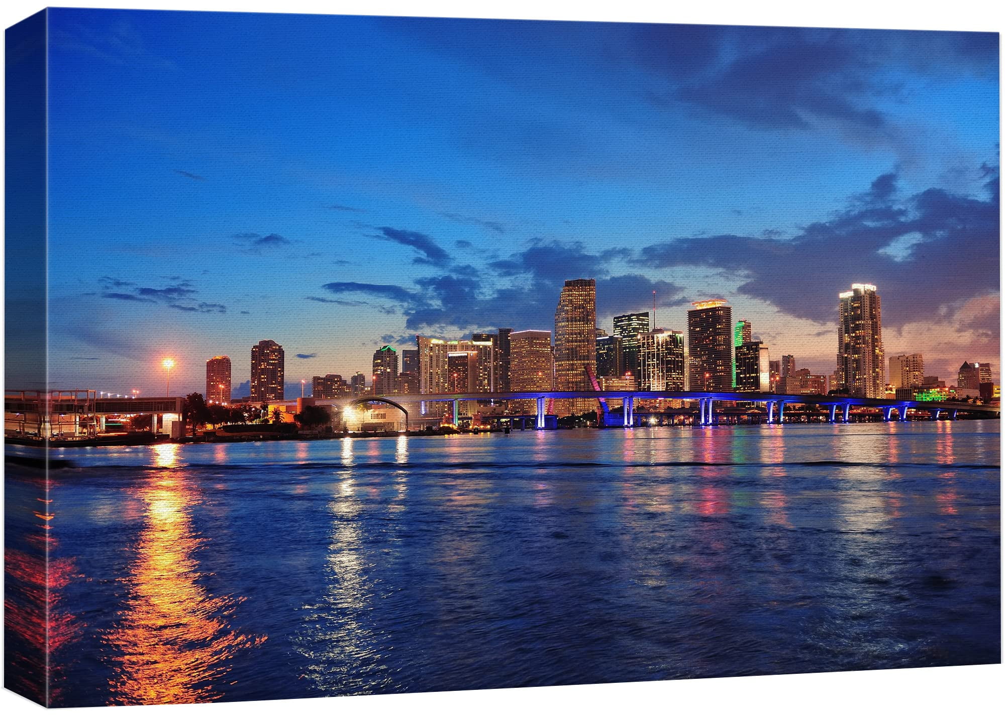 wall26 Canvas Print Wall Art Miami, Florida City Dusk Skyline ...