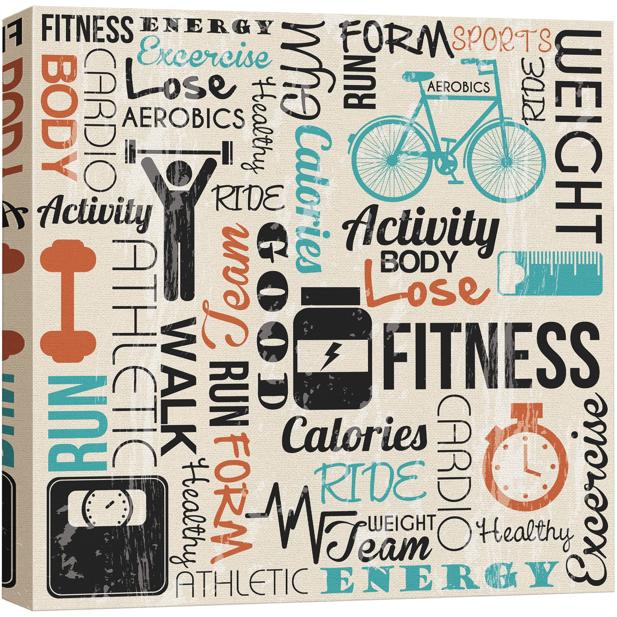 wall26 Canvas Print Wall Art Motivational Fitness & Exercise Collage ...