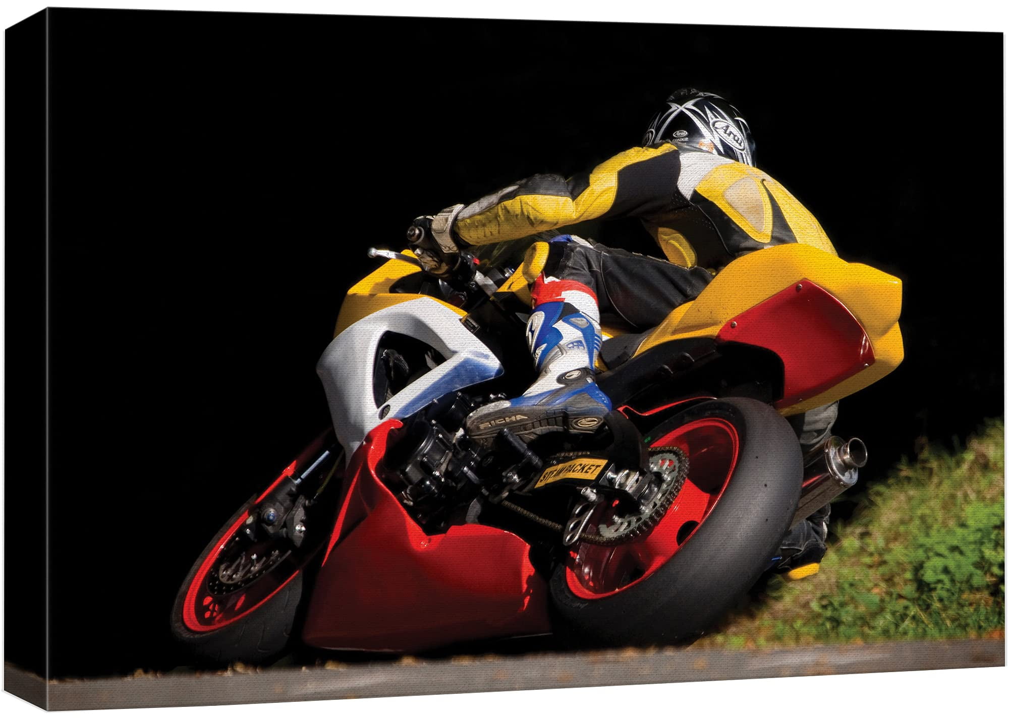 wall26 Canvas Print Wall Art Motorcycle Rider Makes a Turn Sports ...