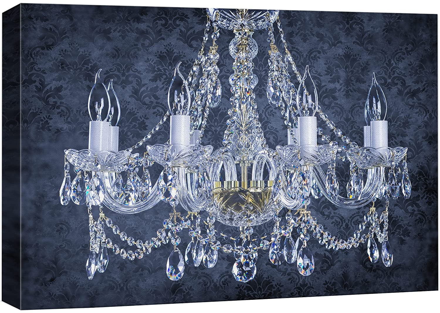 wall26 Canvas Print Wall Art Navy Blue Pattern Crystal Chandelier ...