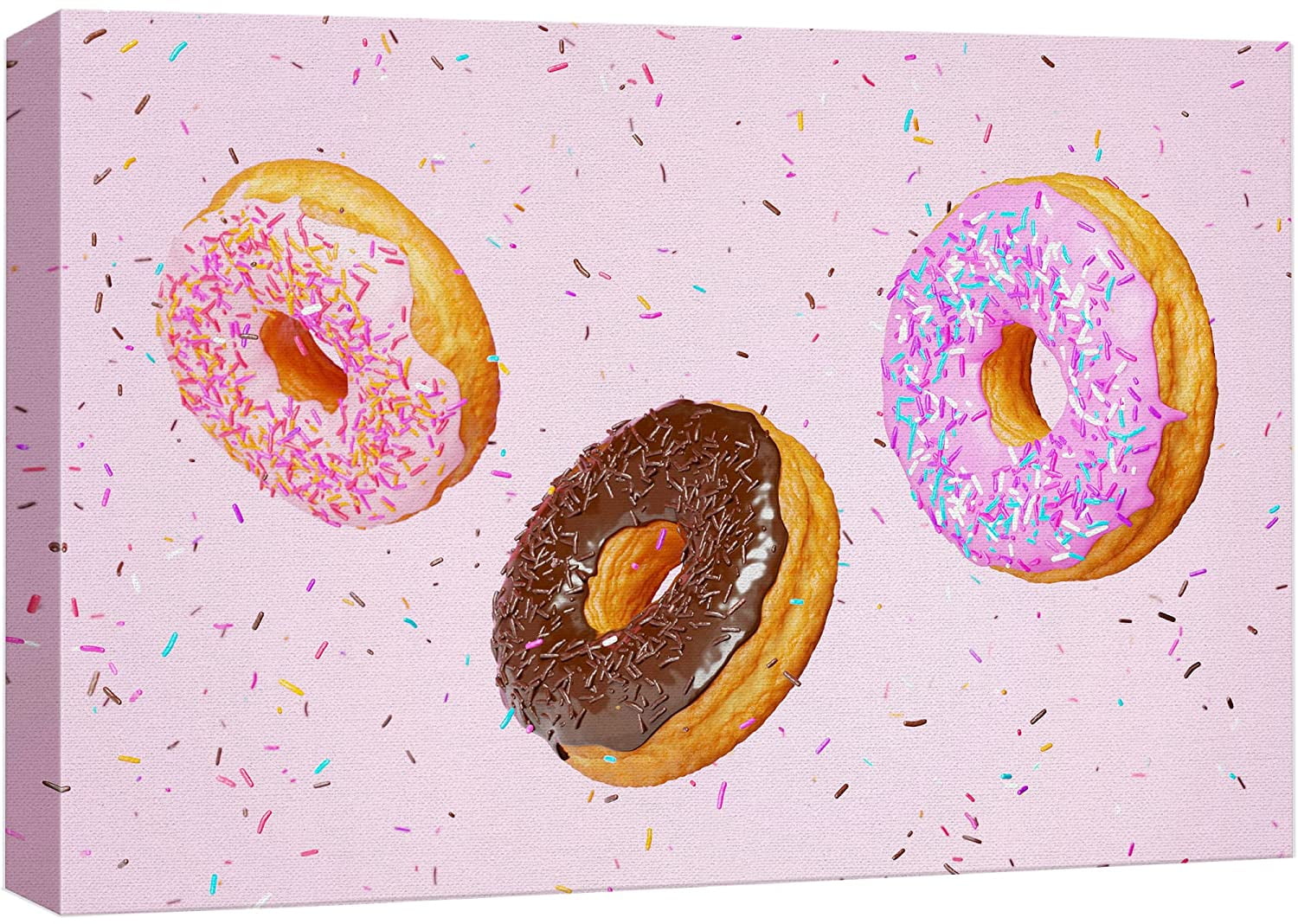 wall26 Canvas Print Wall Art Neon Strawberry Chocolate Sprinkle Donuts ...
