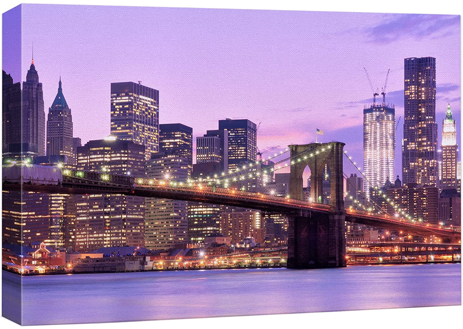 wall26 Canvas Print Wall Art New York City Pink Sunset Bridge ...