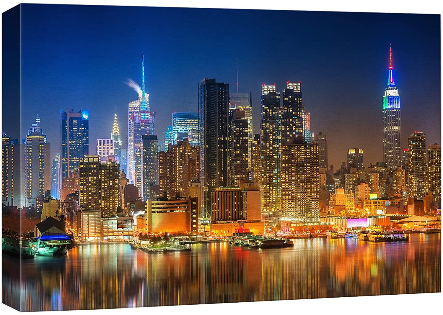 wall26 Canvas Print Wall Art Panoramic Neon Manhattan NYC Architecture ...