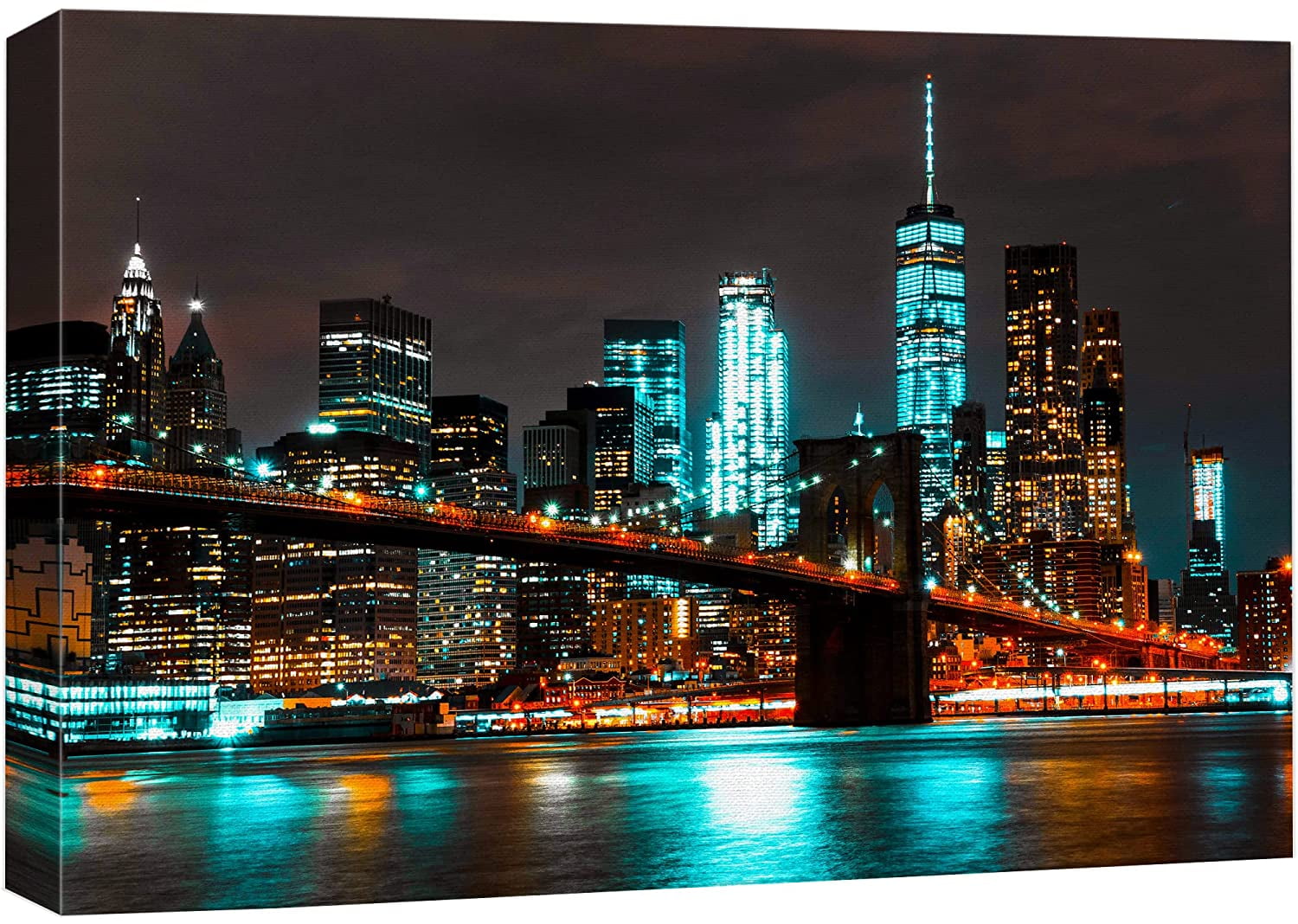 wall26 Canvas Print Wall Art Panoramic View Neon New York City ...
