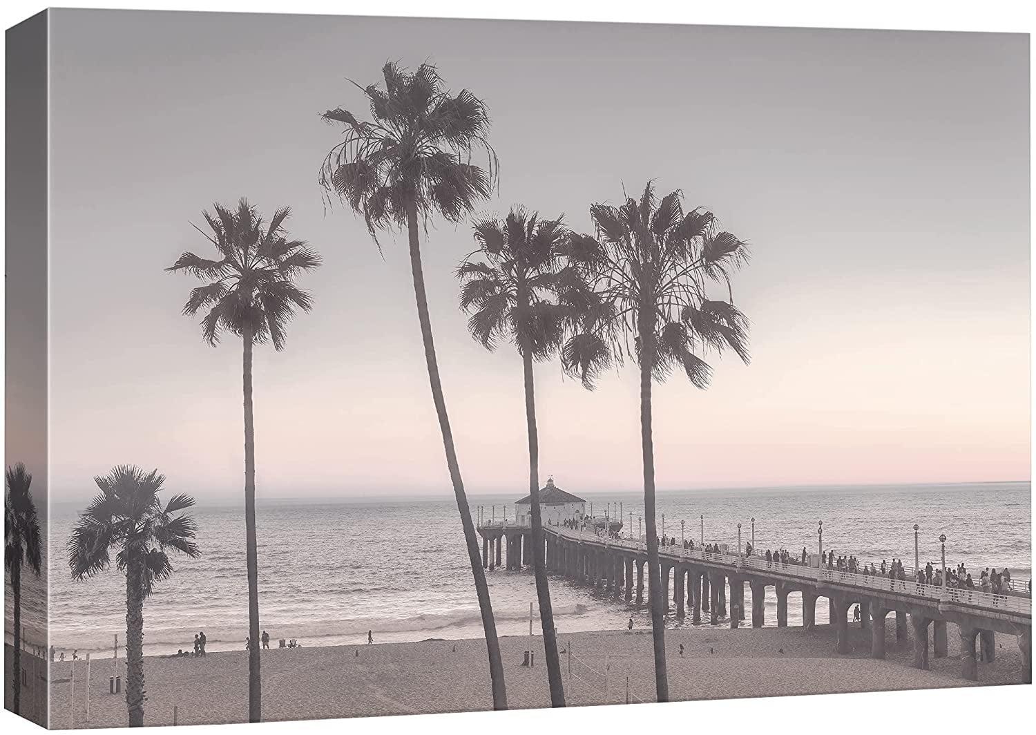 wall26 Canvas Print Wall Art Pastel Palm Trees & Beach Pier Nature ...