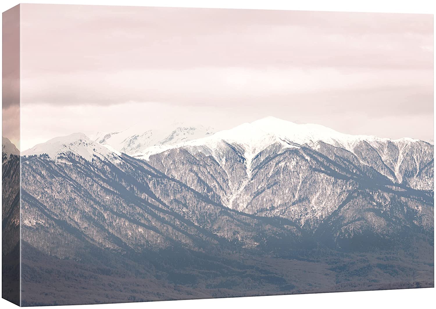 wall26 Canvas Print Wall Art Pastel Snow Peak Mountains Nature ...