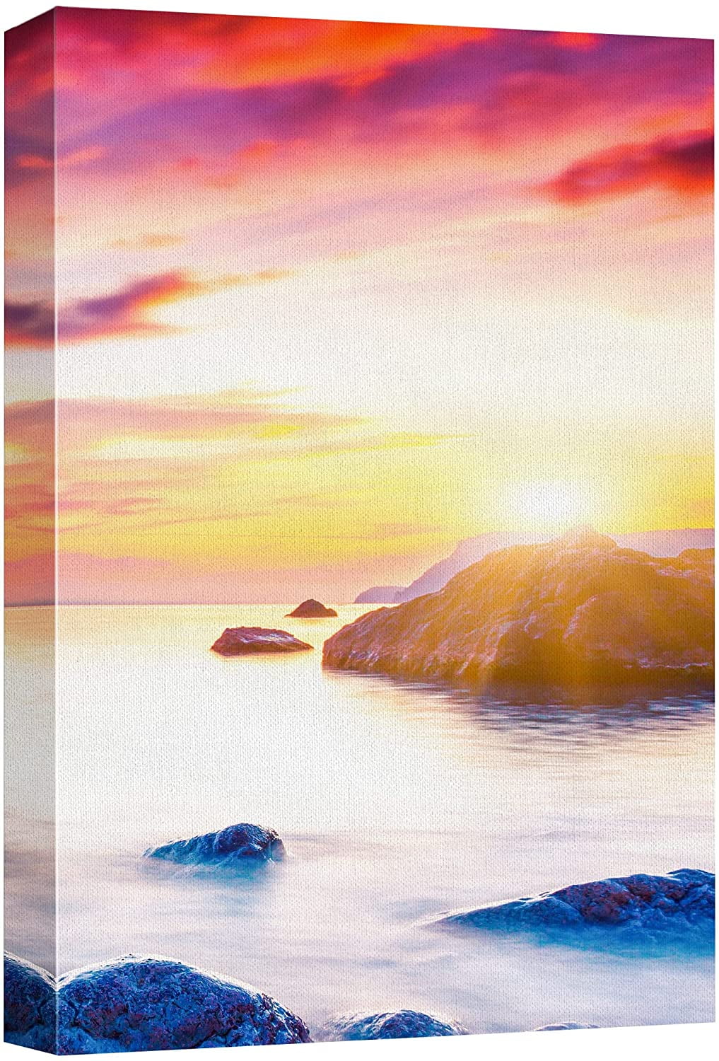 wall26 Canvas Print Wall Art Pastel Vibrant Sunset Ocean Rock Horizon ...