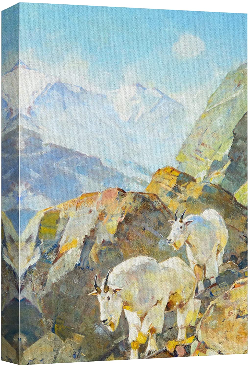 wall26 Canvas Print Wall Art Pastel Watercolor Goats Mountain Valley ...