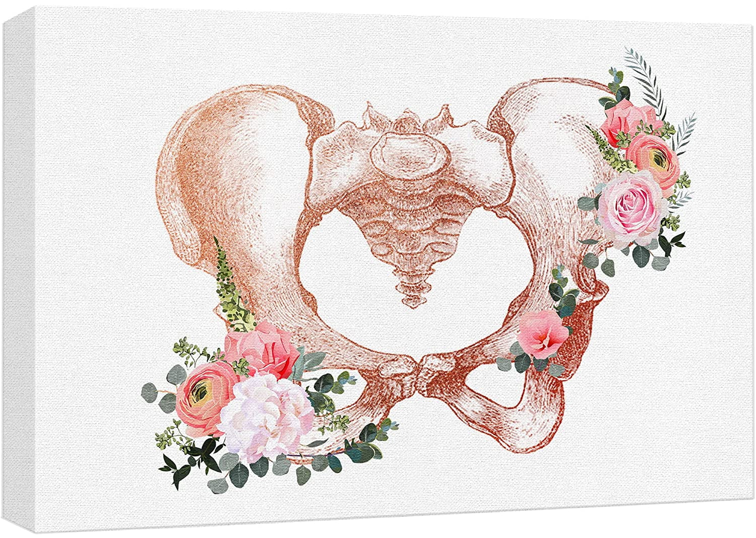 wall26 Canvas Print Wall Art Pelvis Skeleton Blooming Rose Flowers ...