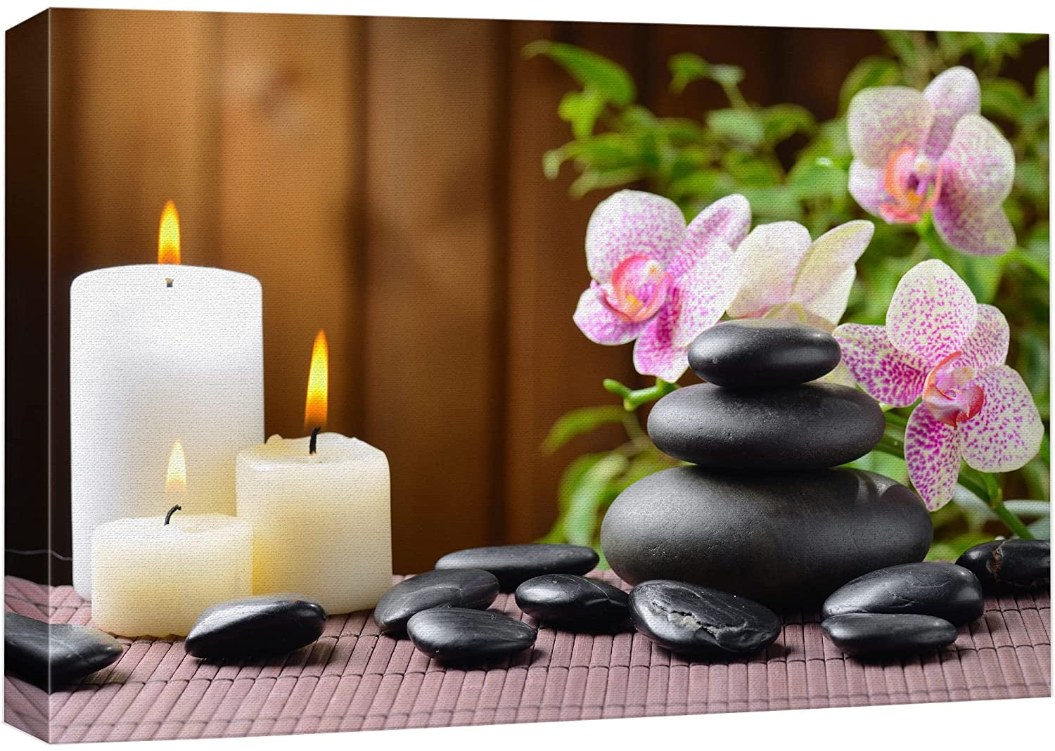 wall26 Canvas Print Wall Art Pink Orchid Flowers Zen Massage Stones ...