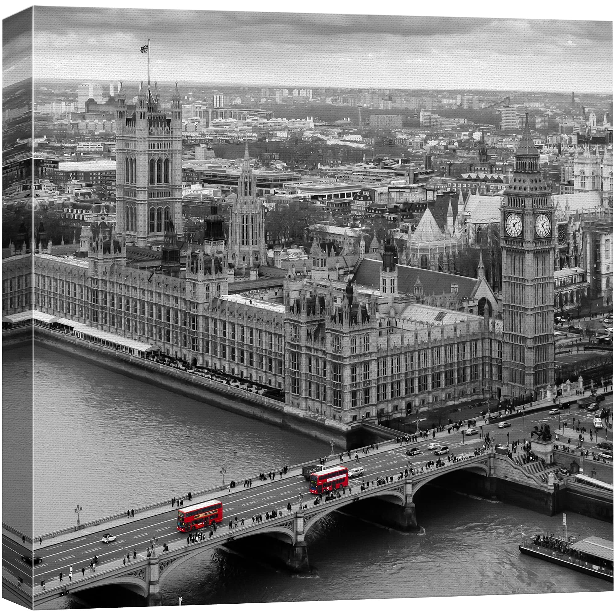 wall26 Canvas Print Wall Art Pop of Color Buses in London, England ...