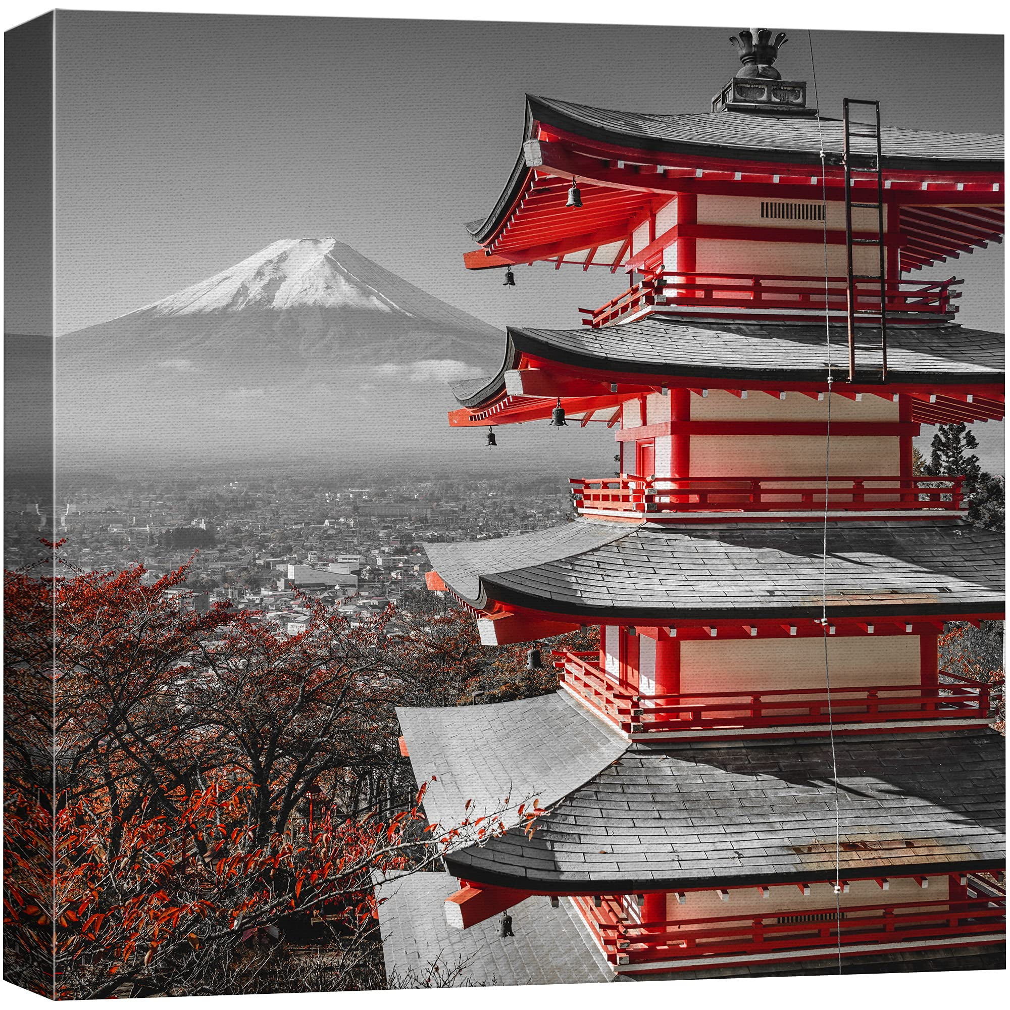 wall26 Canvas Print Wall Art Pop of Color Japanese Shrine & Mt. Fuji ...