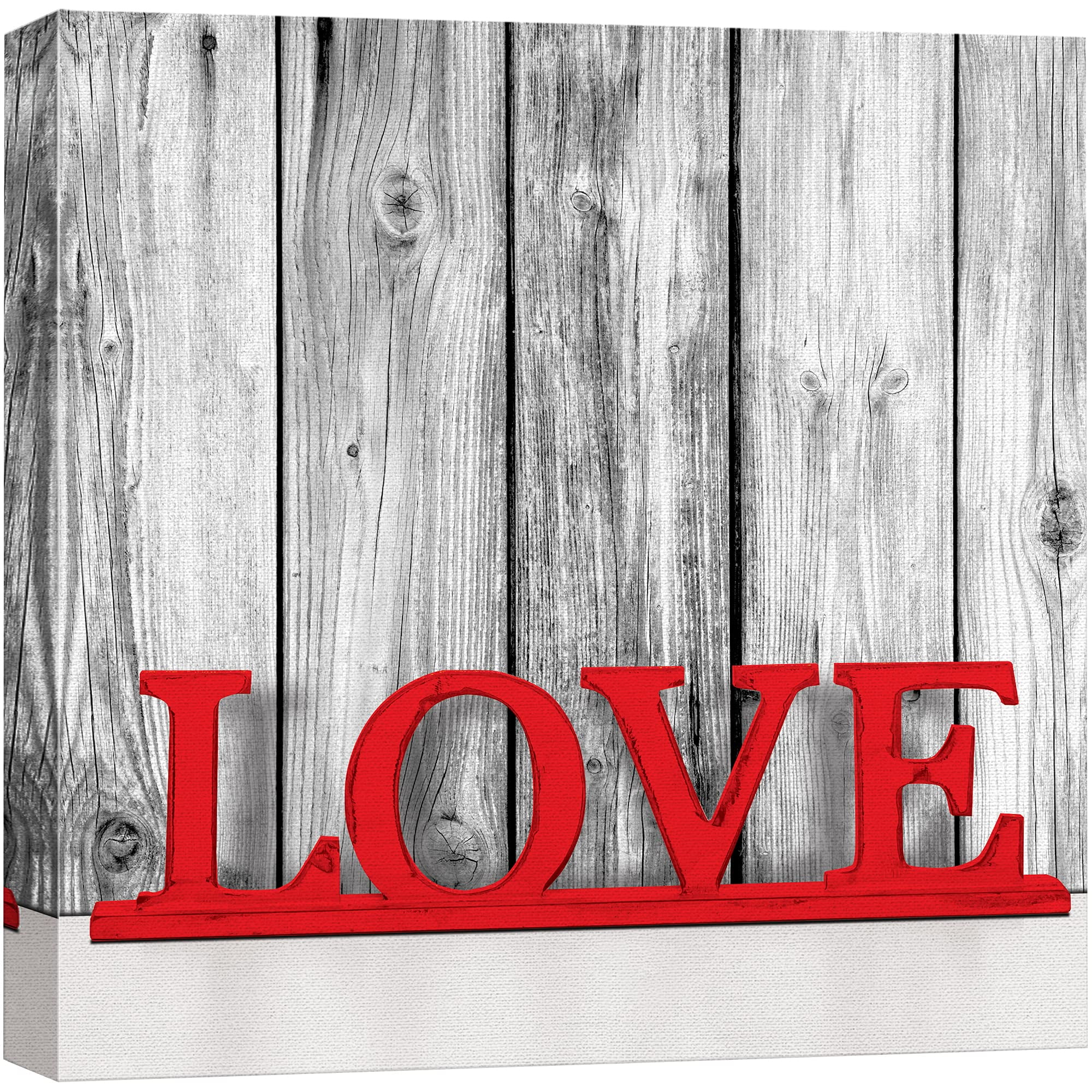 wall26 Canvas Print Wall Art Pop of Color Love Sign with Wood Panels ...