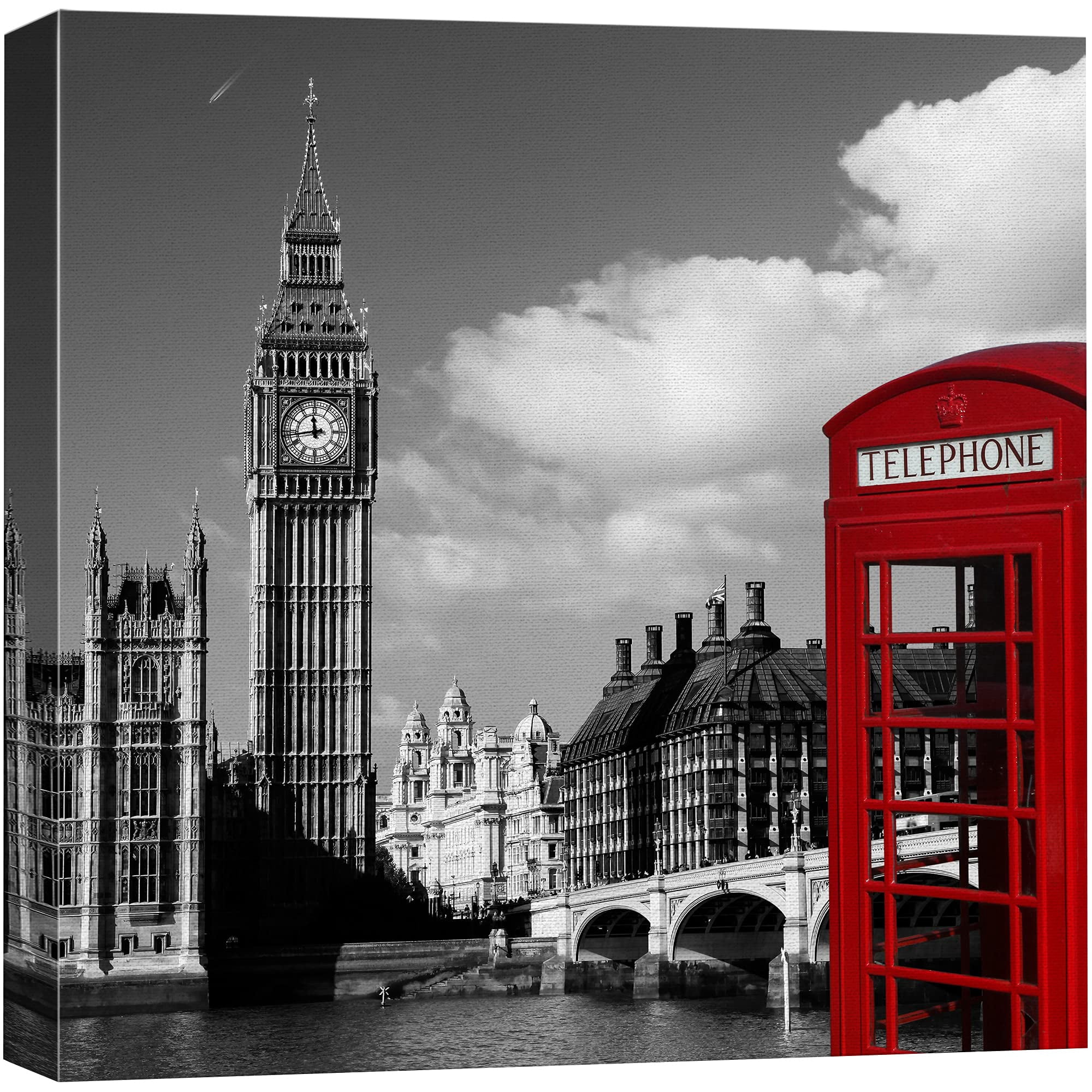 wall26 Canvas Print Wall Art Pop of Color Telephone & Big Ben ...