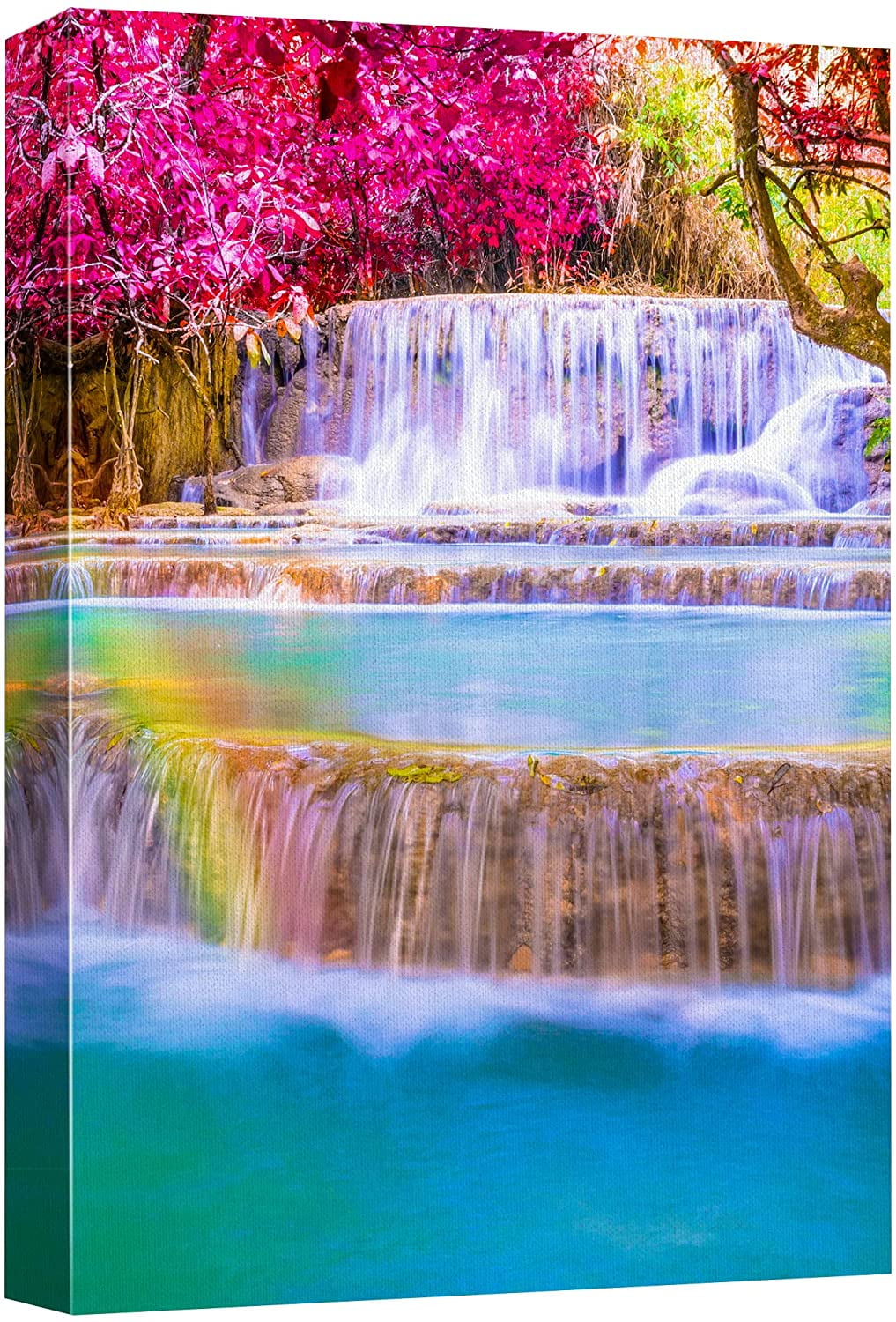 wall26 Canvas Print Wall Art Rainbow Spring Summer River Waterfall ...