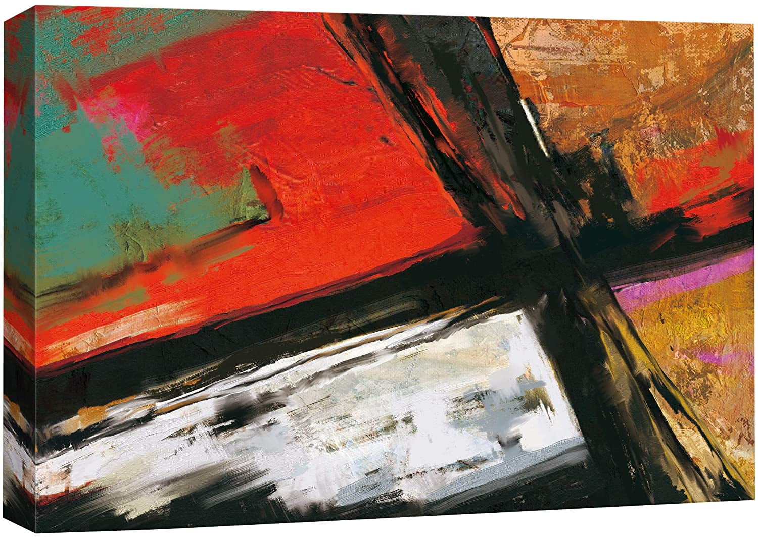 wall26 Canvas Print Wall Art Red, Green, Gold, Black and White Color ...