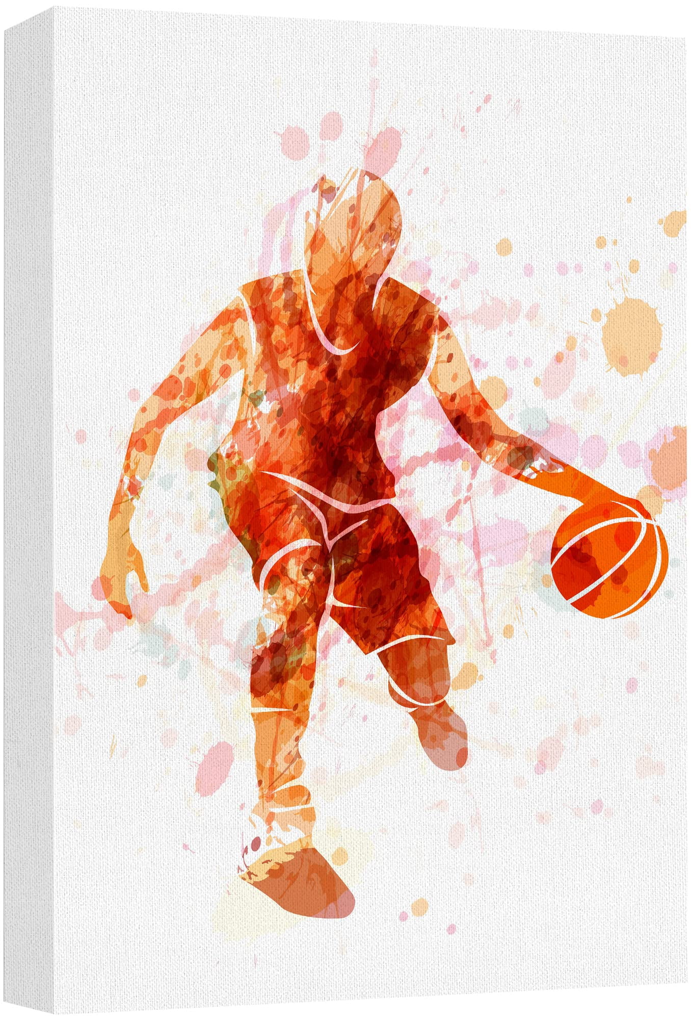 wall26 Canvas Print Wall Art Red Watercolor Explosion Basketball Player ...