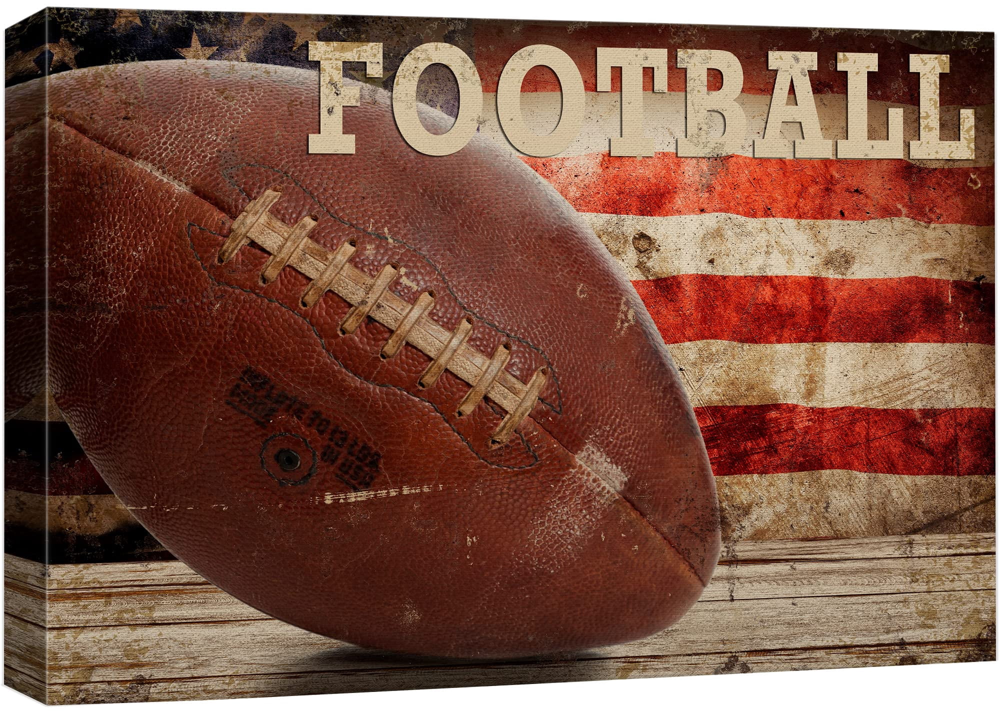 wall26 Canvas Print Wall Art Retro American Football on Wood Panels ...