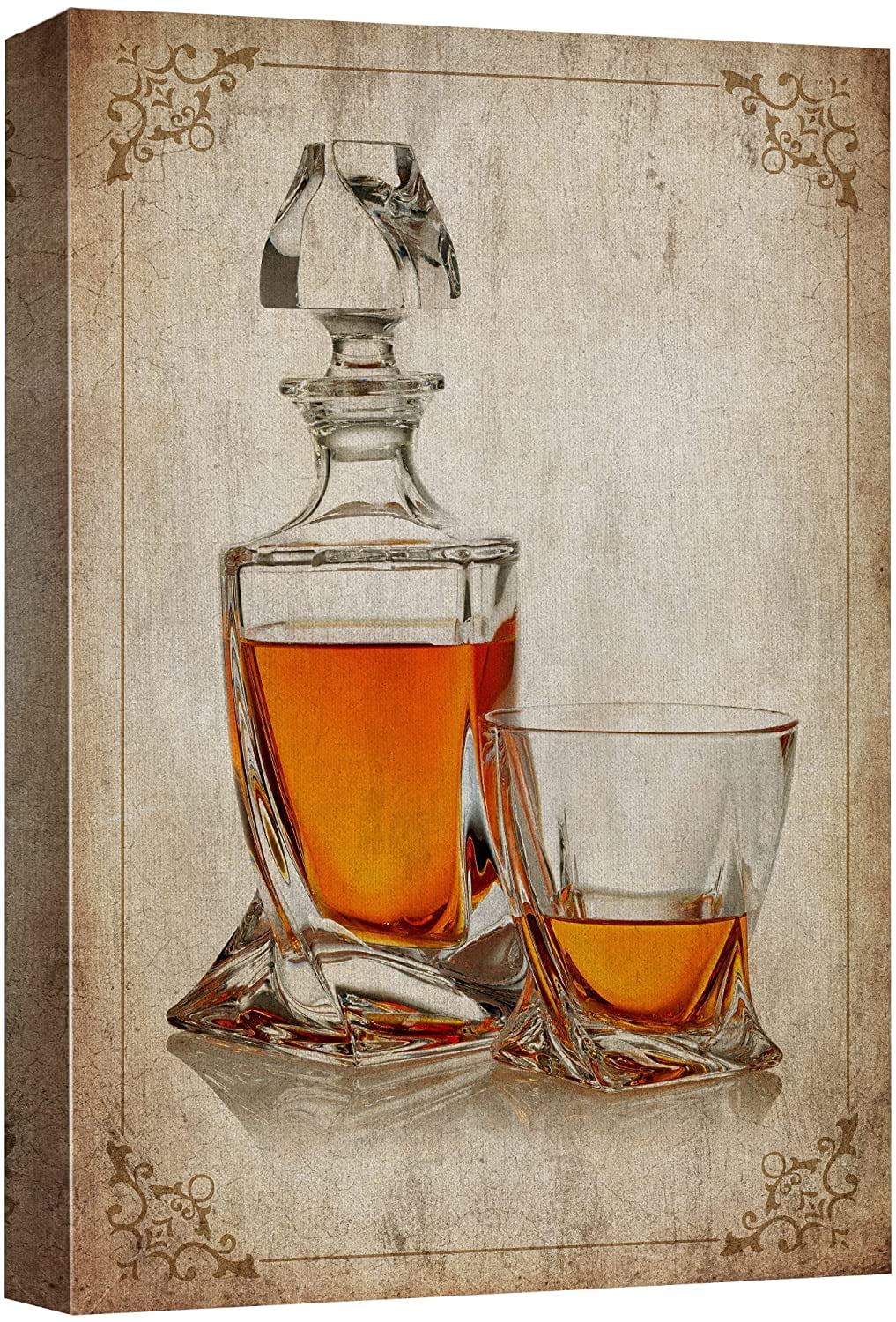 wall26 Canvas Print Wall Art Retro Vintage Antique Bourbon Glass Drinks ...