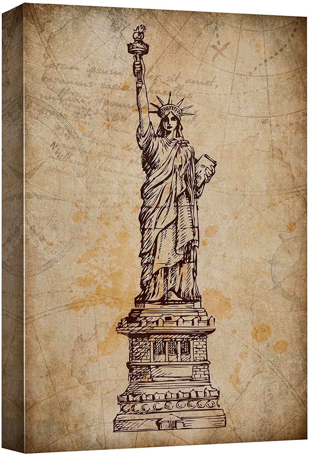 wall26 Canvas Print Wall Art Retro Vintage Statue of Liberty NYC ...