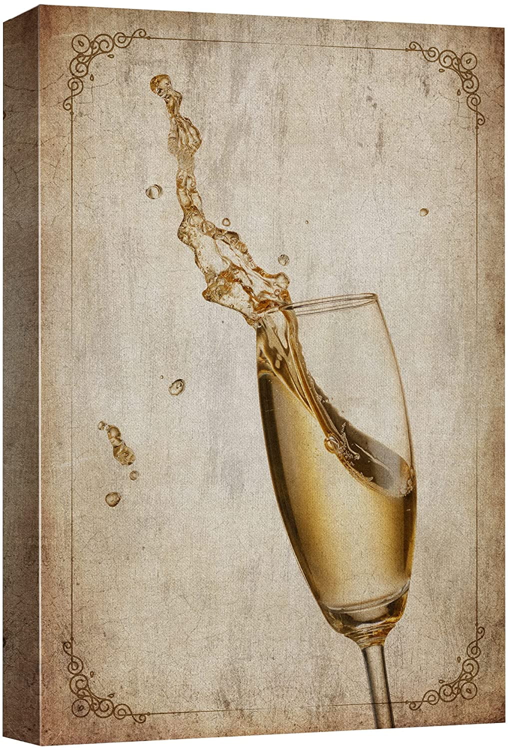 wall26 Canvas Print Wall Art Retro Vintage Style White Wine Glass ...