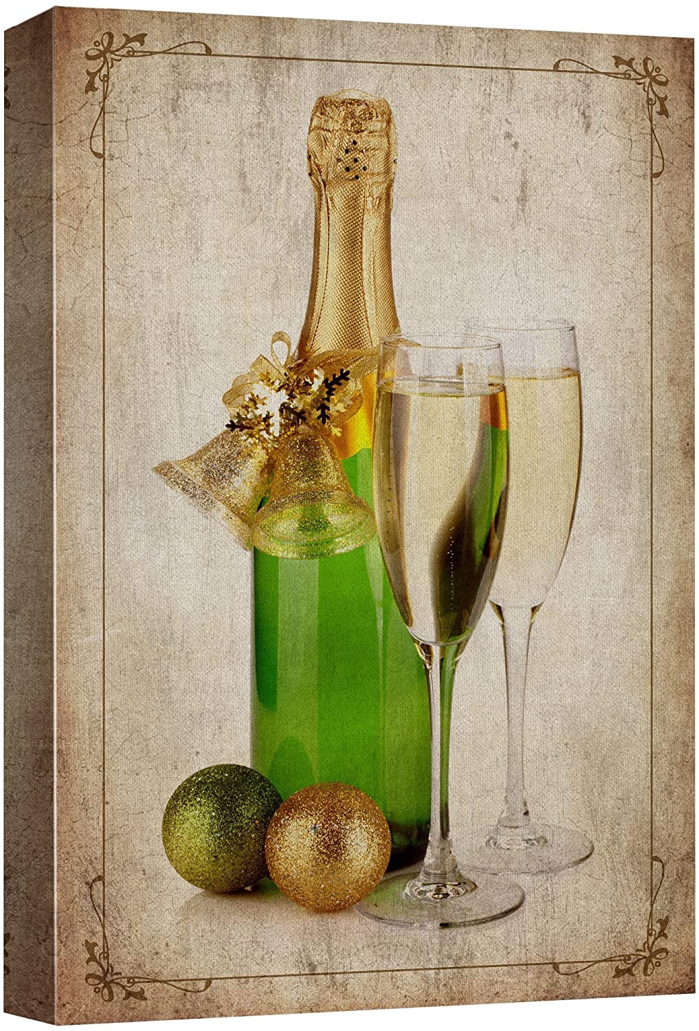 wall26 Canvas Print Wall Art Retro Vintage White Wine Christmas Drinks ...