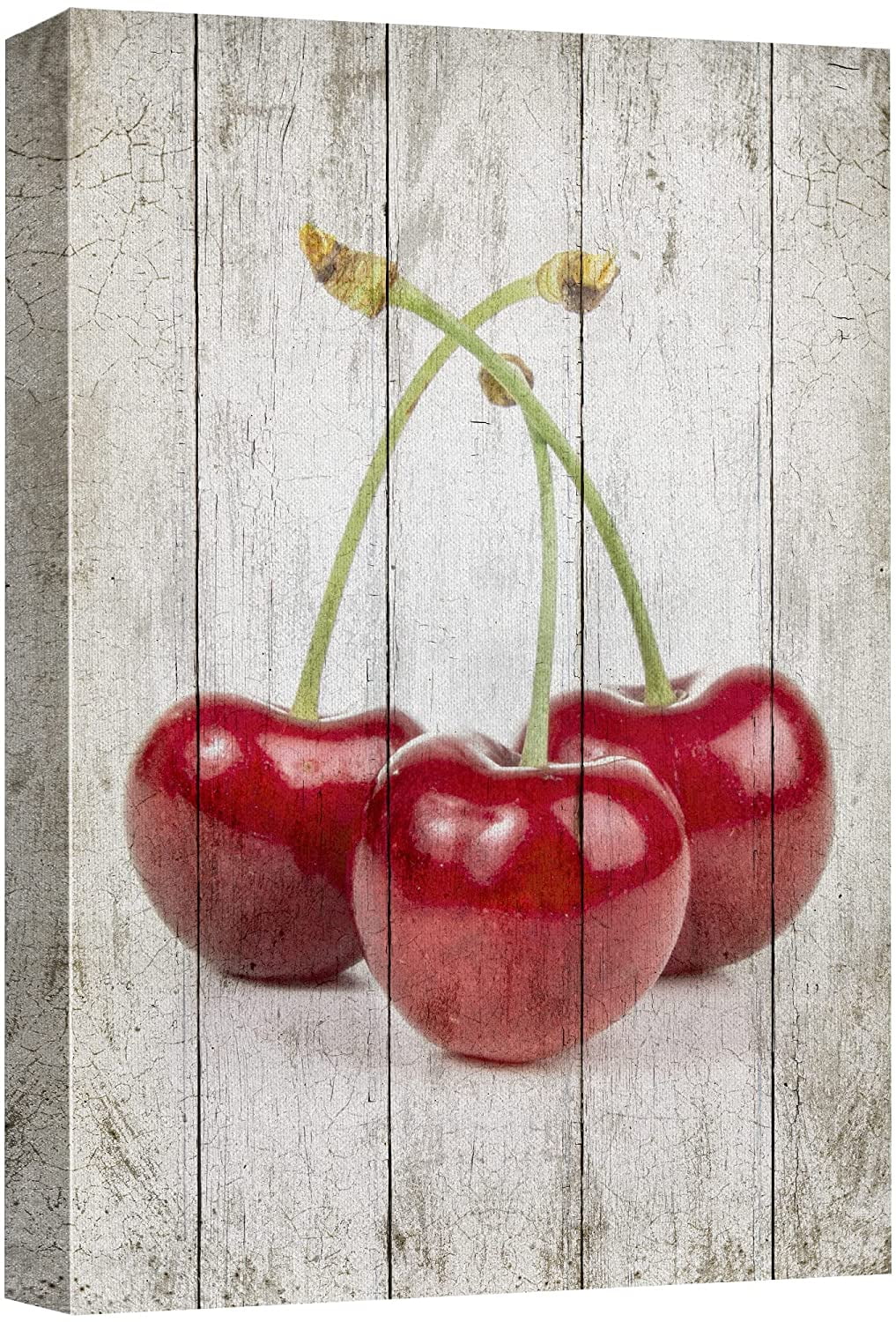 wall26 Canvas Print Wall Art Retro Vintage Wood Panel Cherry Fruit ...