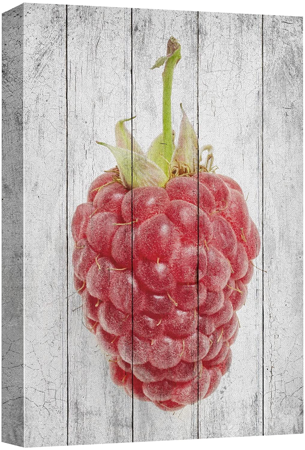 wall26 Canvas Print Wall Art Retro Vintage Wood Panel Raspberry Fruit ...