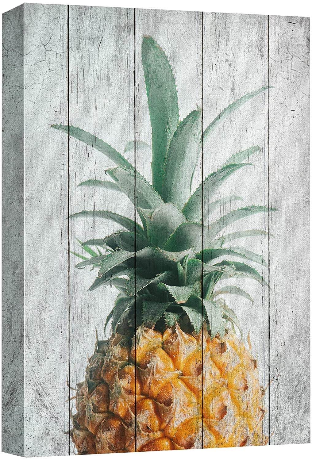 wall26 Canvas Print Wall Art Retro Wood Panel Vibrant Pineapple Fruit ...
