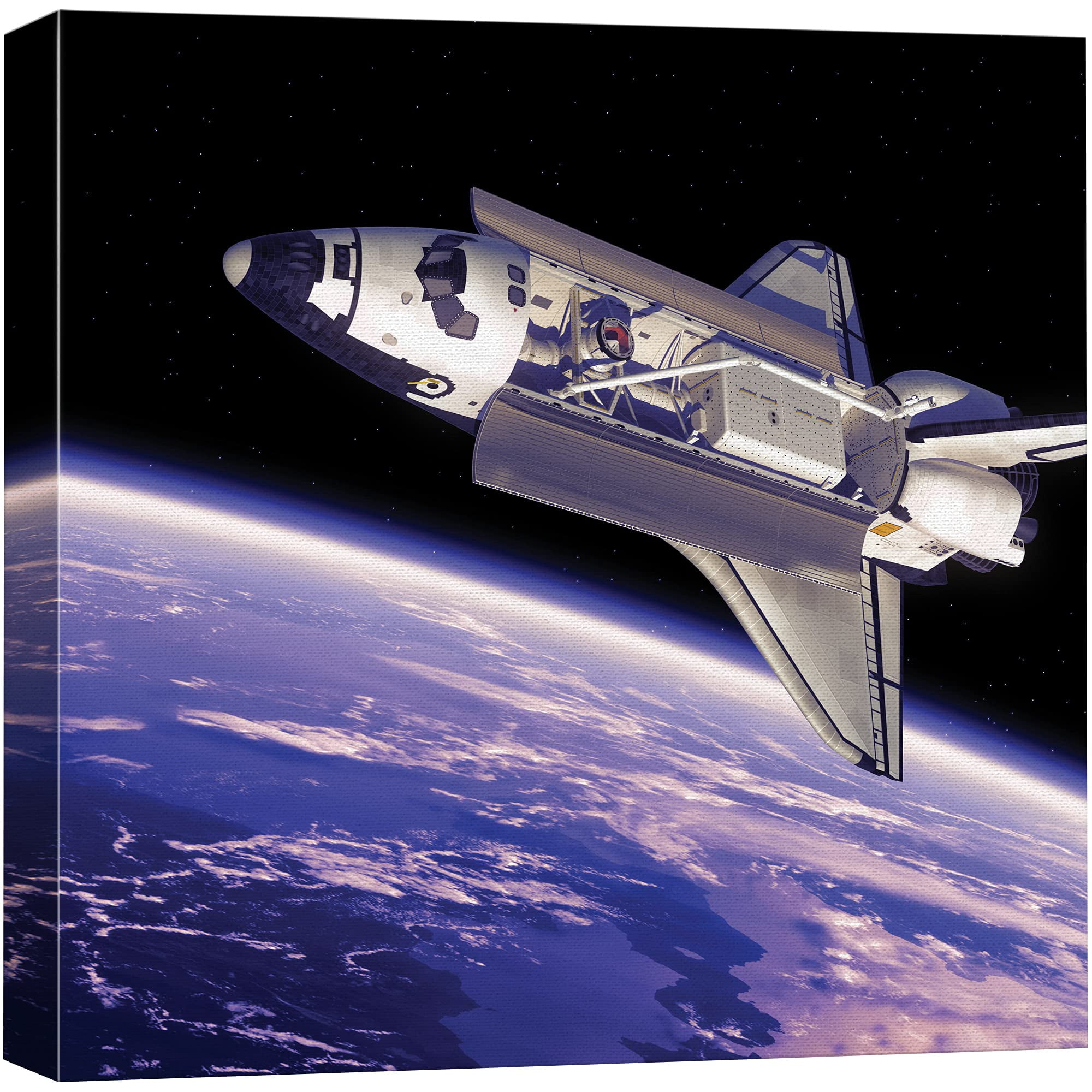 wall26 Canvas Print Wall Art Rocketship in Outer Space Over Earth ...