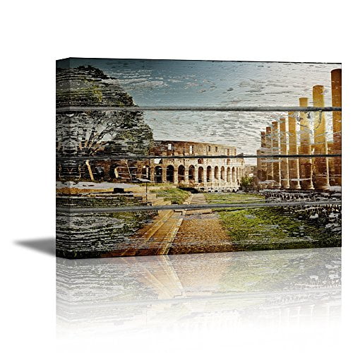 wall26 Canvas Print Wall Art Roman Colosseum in Rome on Wood Panels ...