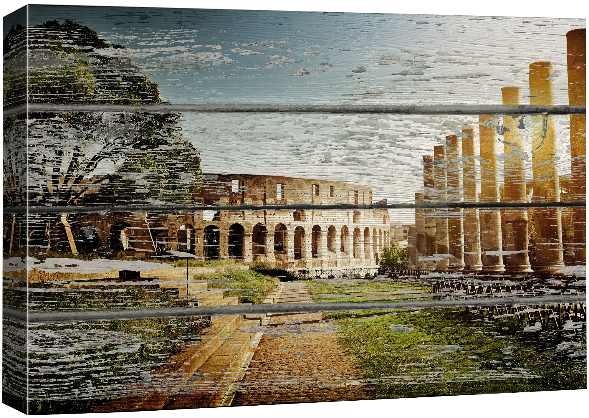 wall26 Canvas Print Wall Art Roman Colosseum in Rome on Wood Panels ...