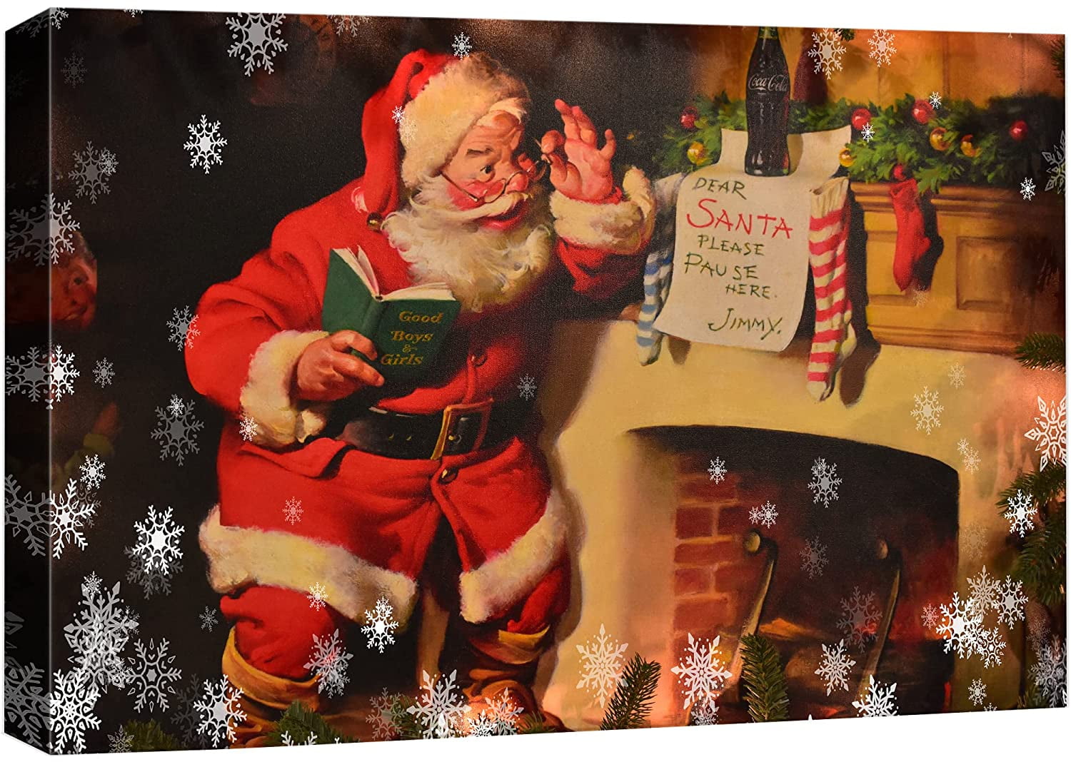 wall26 Canvas Print Wall Art Santa Claus Christmas Tree Fireplace ...