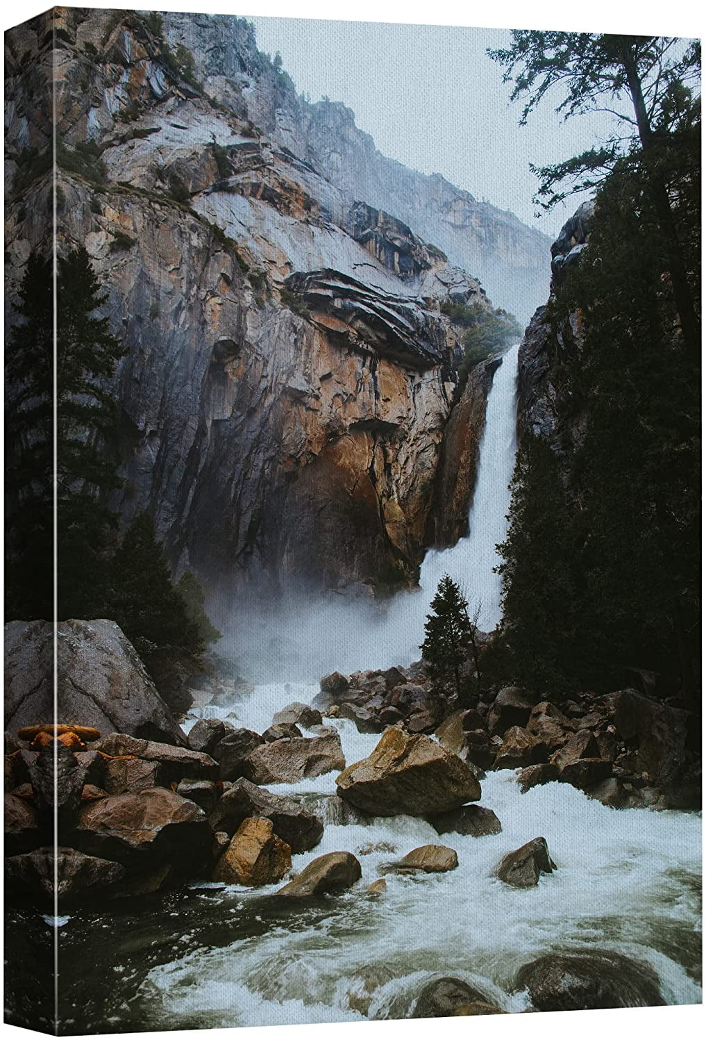 wall26 Canvas Print Wall Art Scenic Mountain Forest Waterfall River Nature Wilderness ...