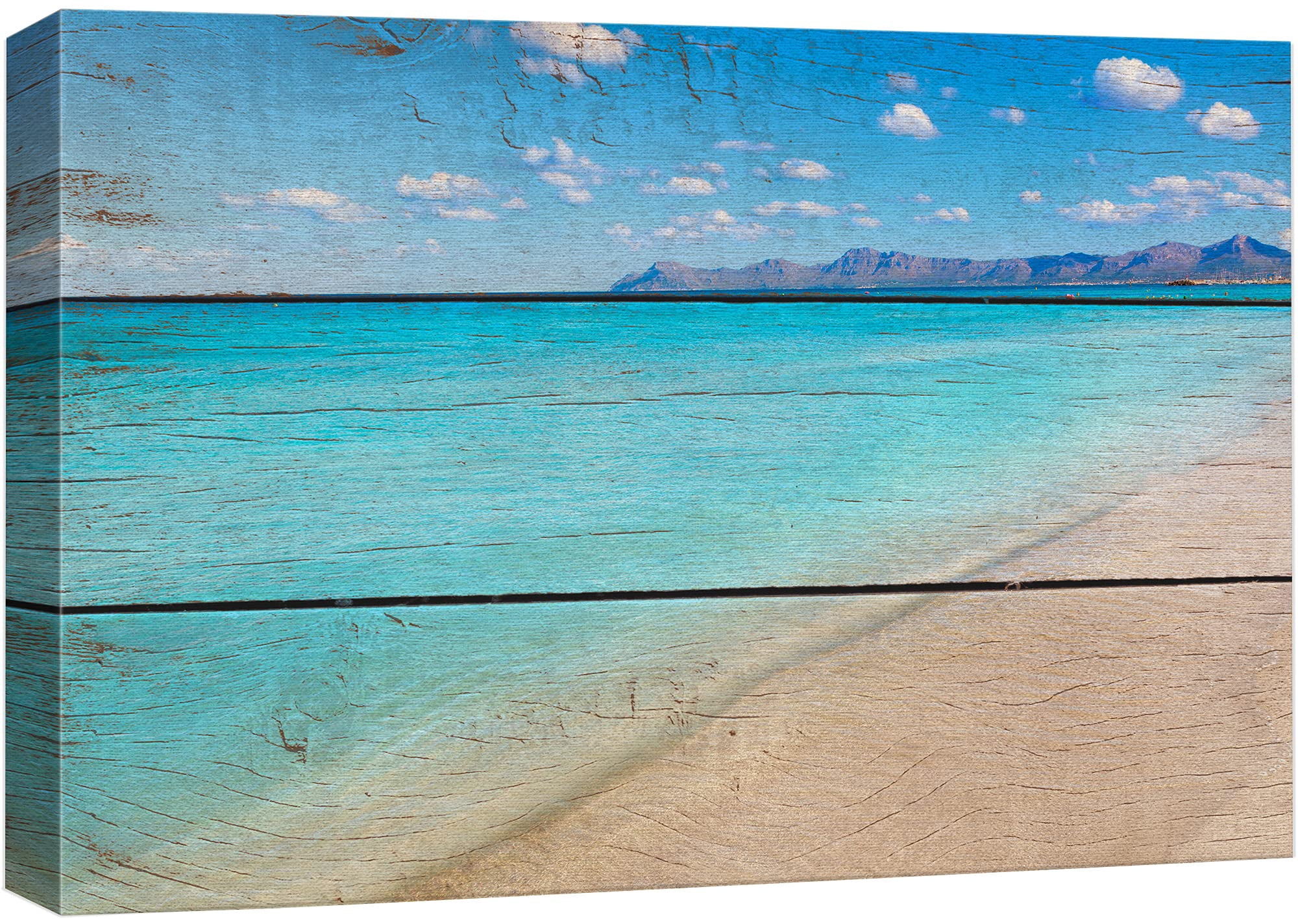 wall26 Canvas Print Wall Art Scenic Tropical Sandy Beach on Wood Panels ...