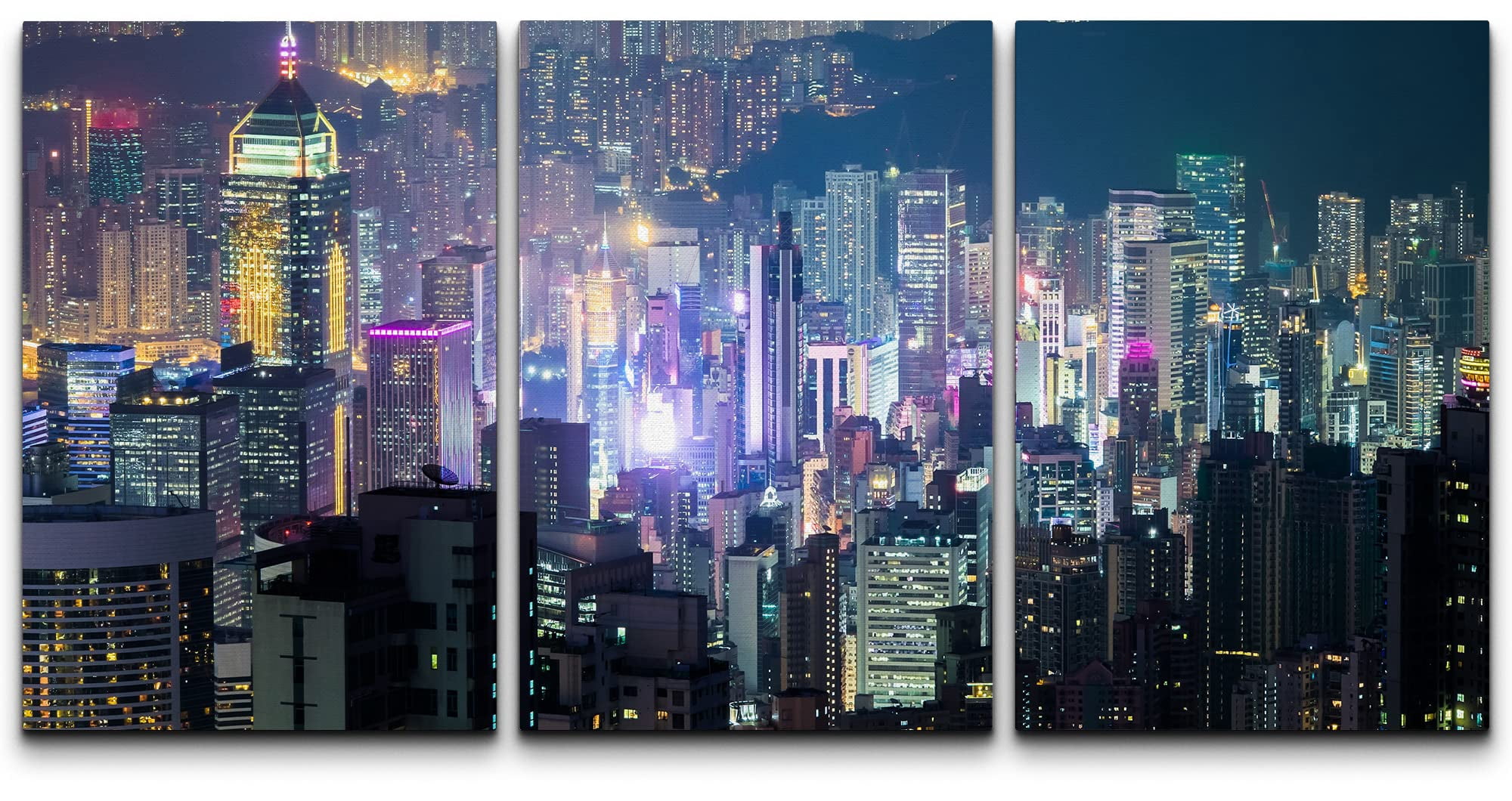wall26 Canvas Print Wall Art Set Aerial View of Futuristic City Skyline ...