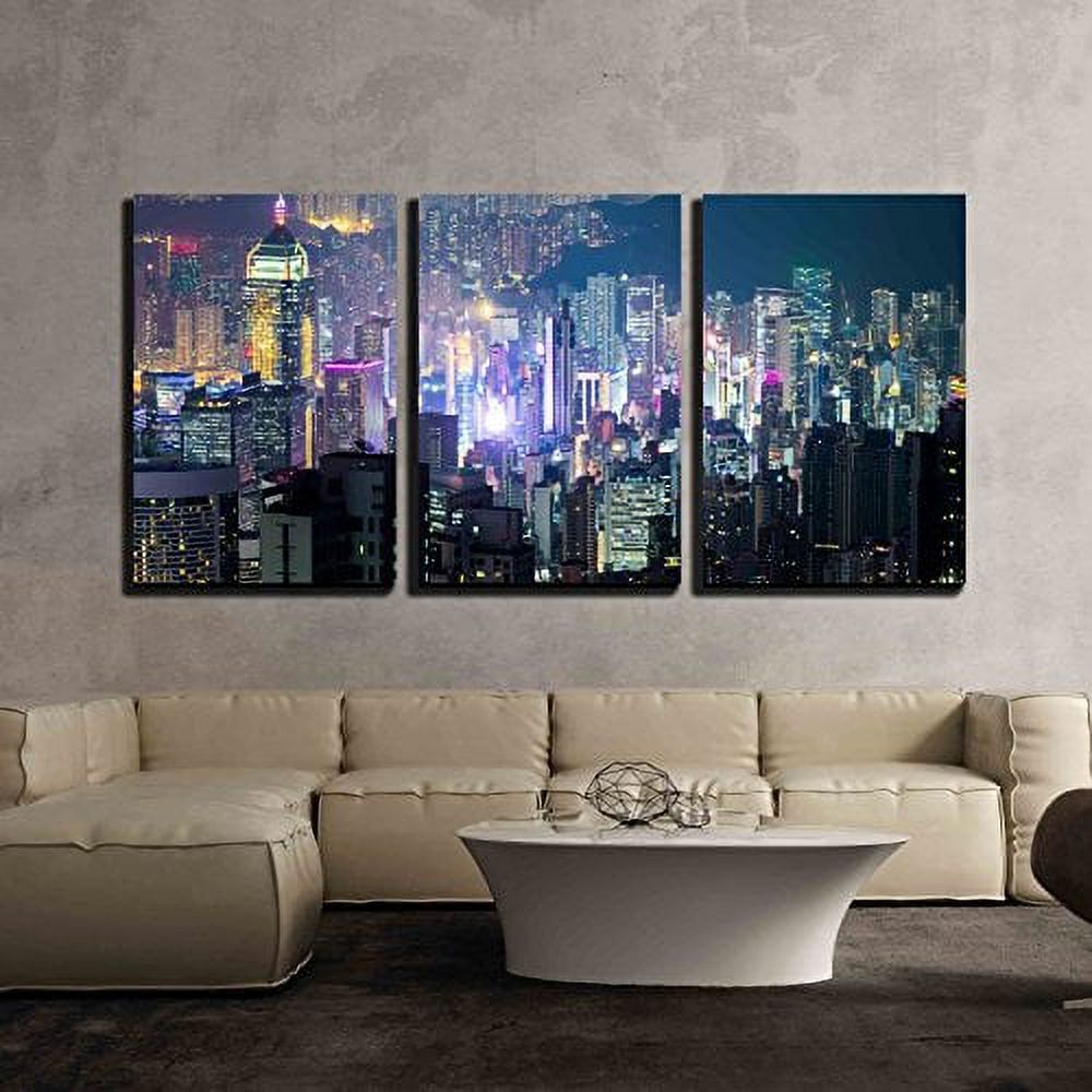 wall26 Canvas Print Wall Art Set Aerial View of Futuristic City Skyline ...
