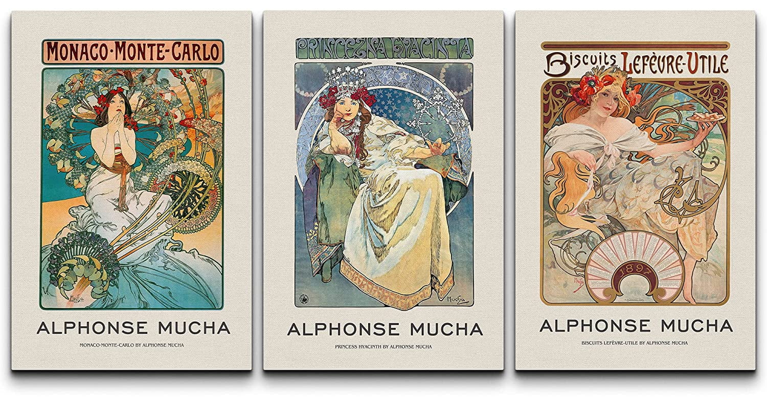 wall26 Canvas Print Wall Art Set Alphonse Mucha Art Nouveau Women ...