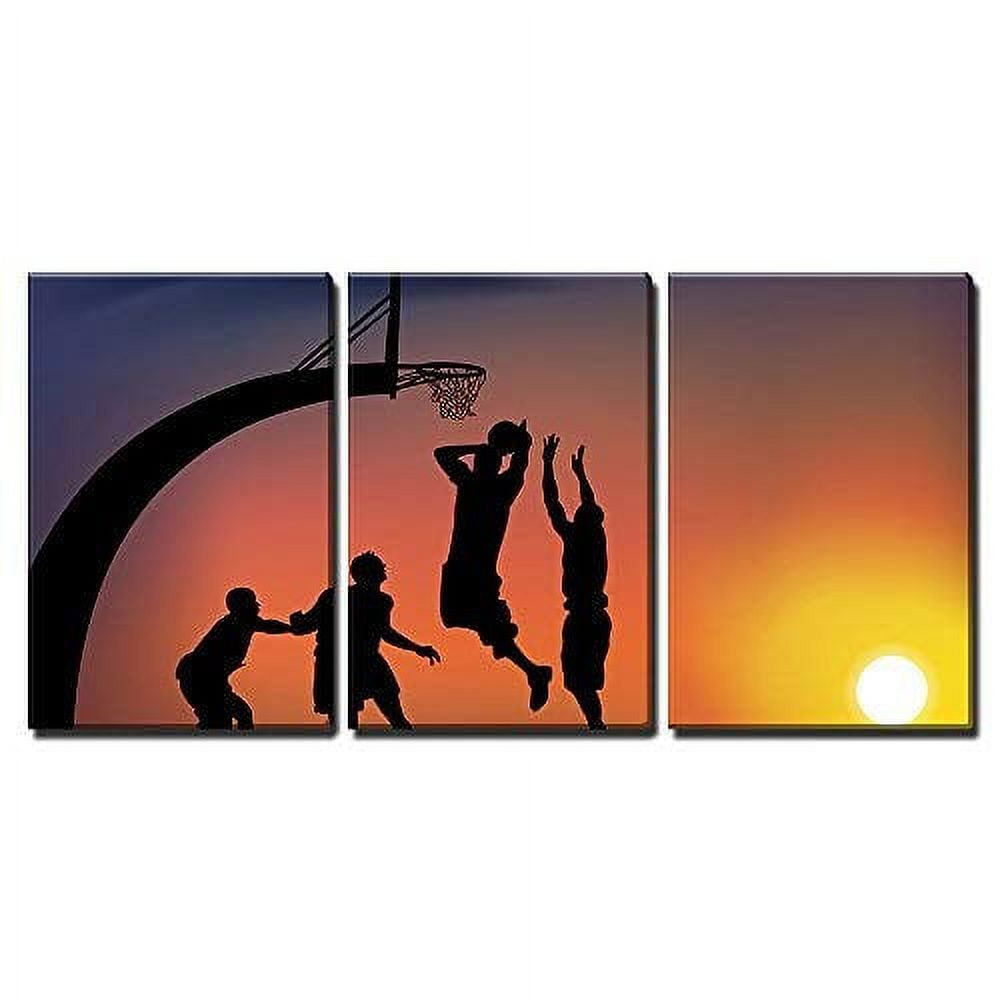 wall26 Canvas Print Wall Art Set Basketball Game Silhouette Sports ...
