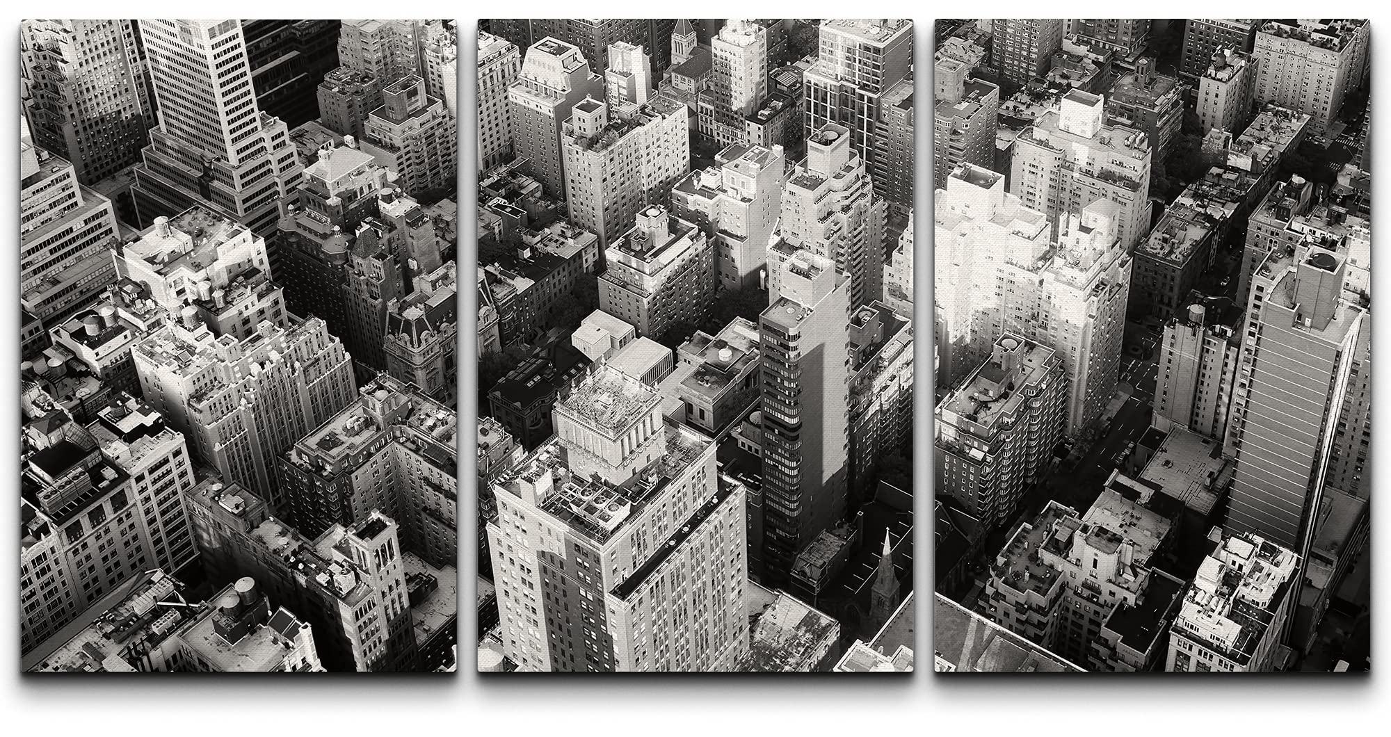 wall26 Canvas Print Wall Art Set Black & White Aerial View of New York ...