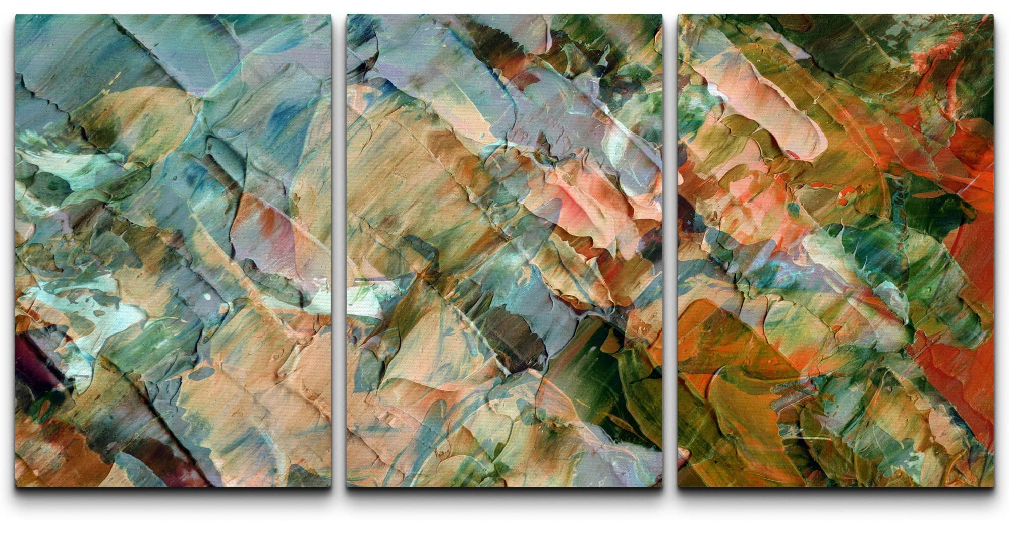 wall26 Canvas Print Wall Art Set Blue, Orange, Green & Pink Paint ...