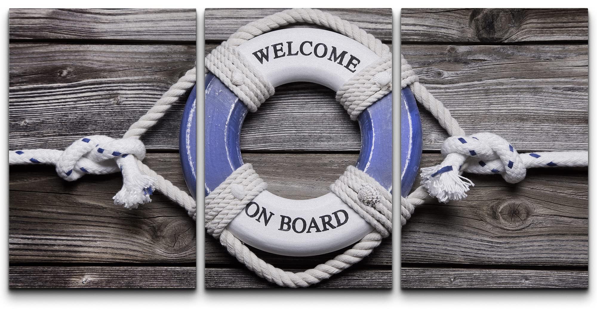 wall26 Canvas Print Wall Art Set Blue & White Maritime Life Saver on ...