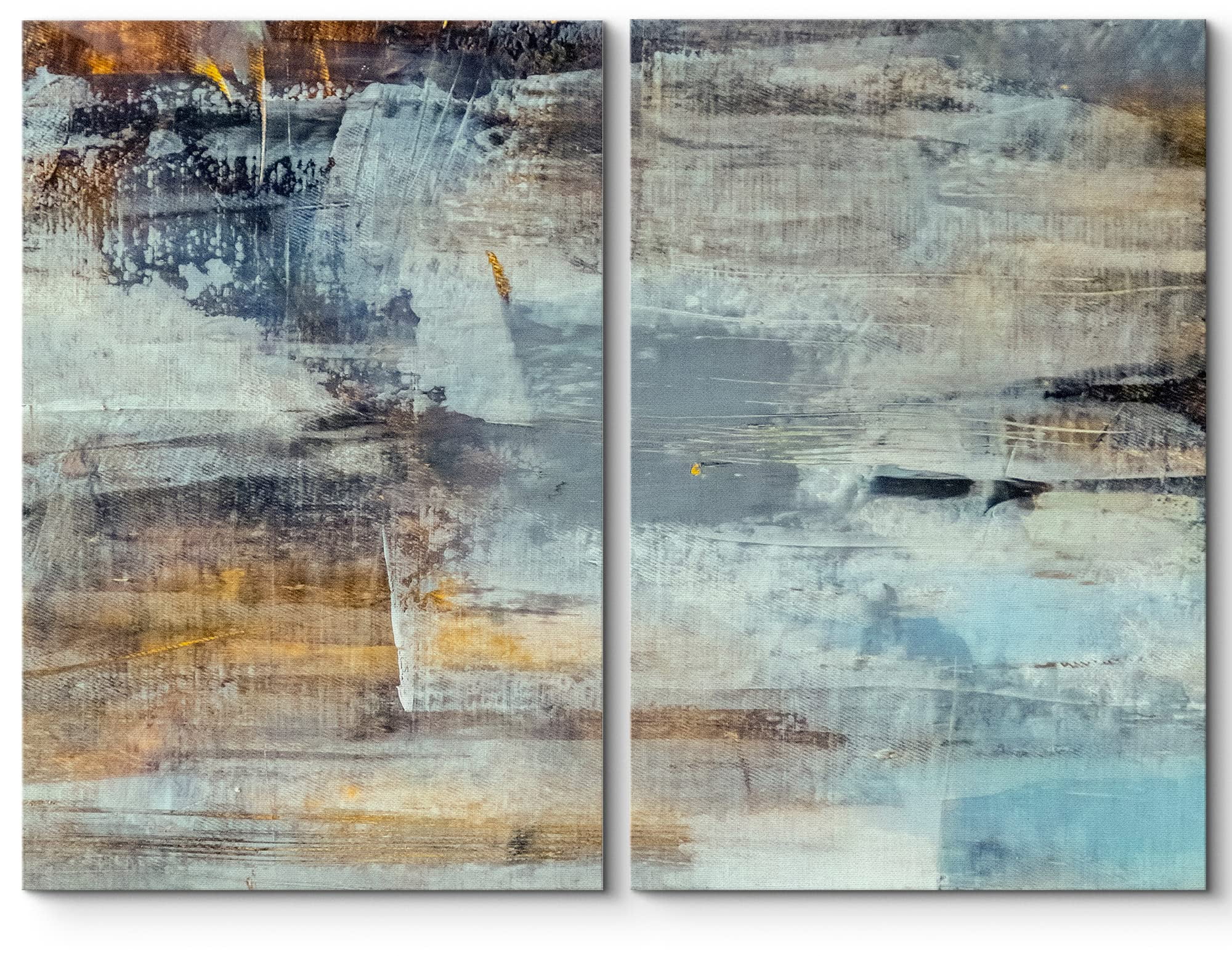 wall26 Canvas Print Wall Art Set Blue & Yellow Grunge Color Field ...