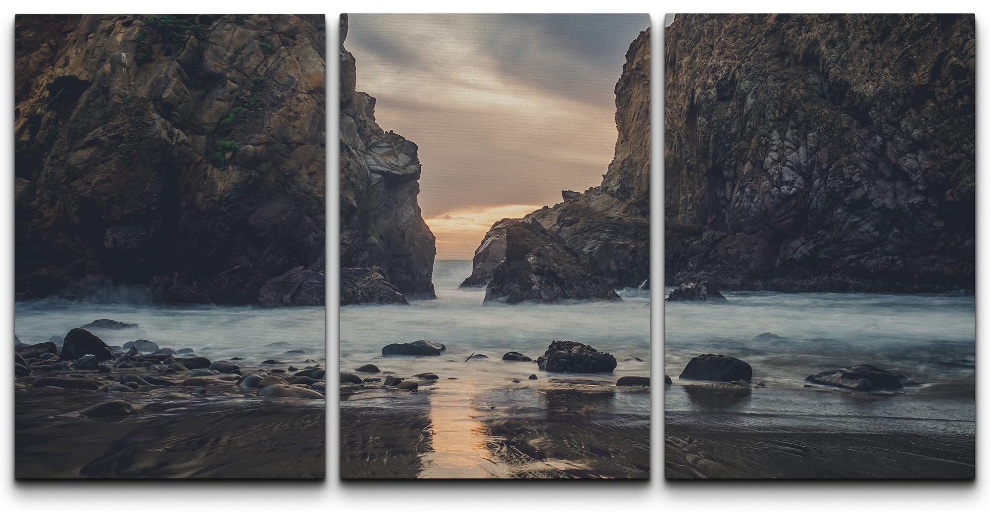 wall26 Canvas Print Wall Art Set Craggy Rocks & Seashore with Waves at ...