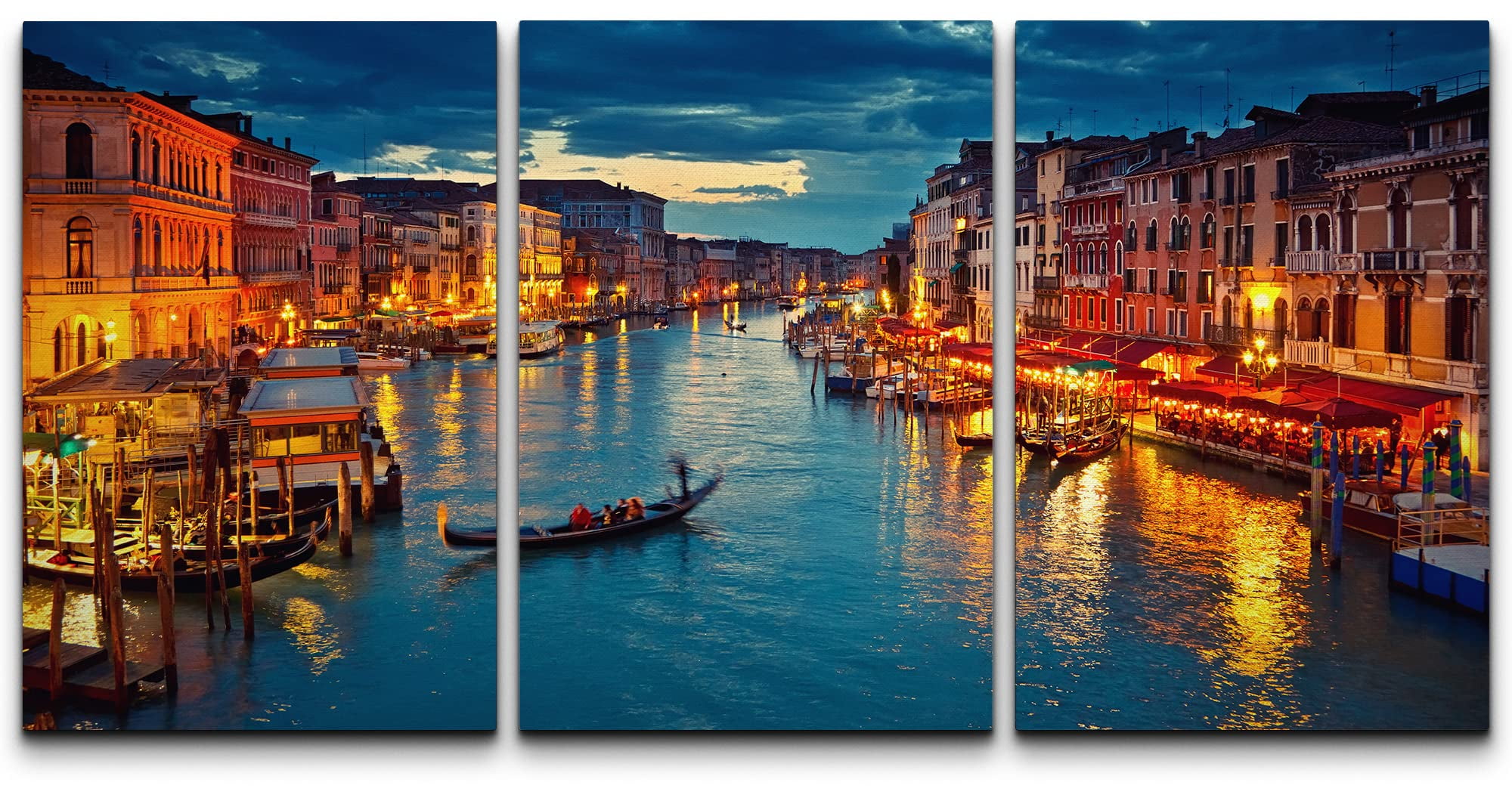 wall26 Canvas Print Wall Art Set Grand Canal at Night in Venice, Italy ...
