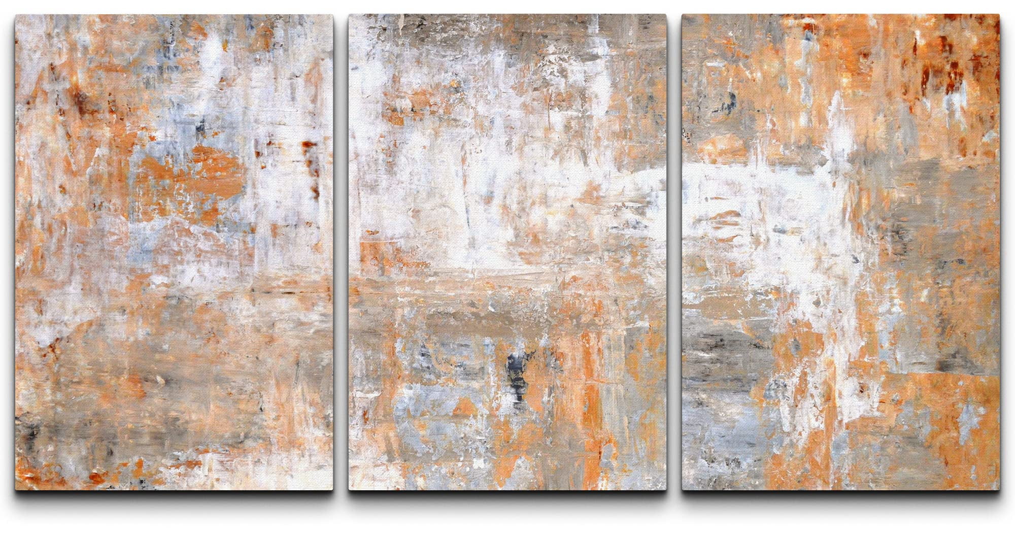 wall26 Canvas Print Wall Art Set Grey & Brown Grunge Brushstrokes ...