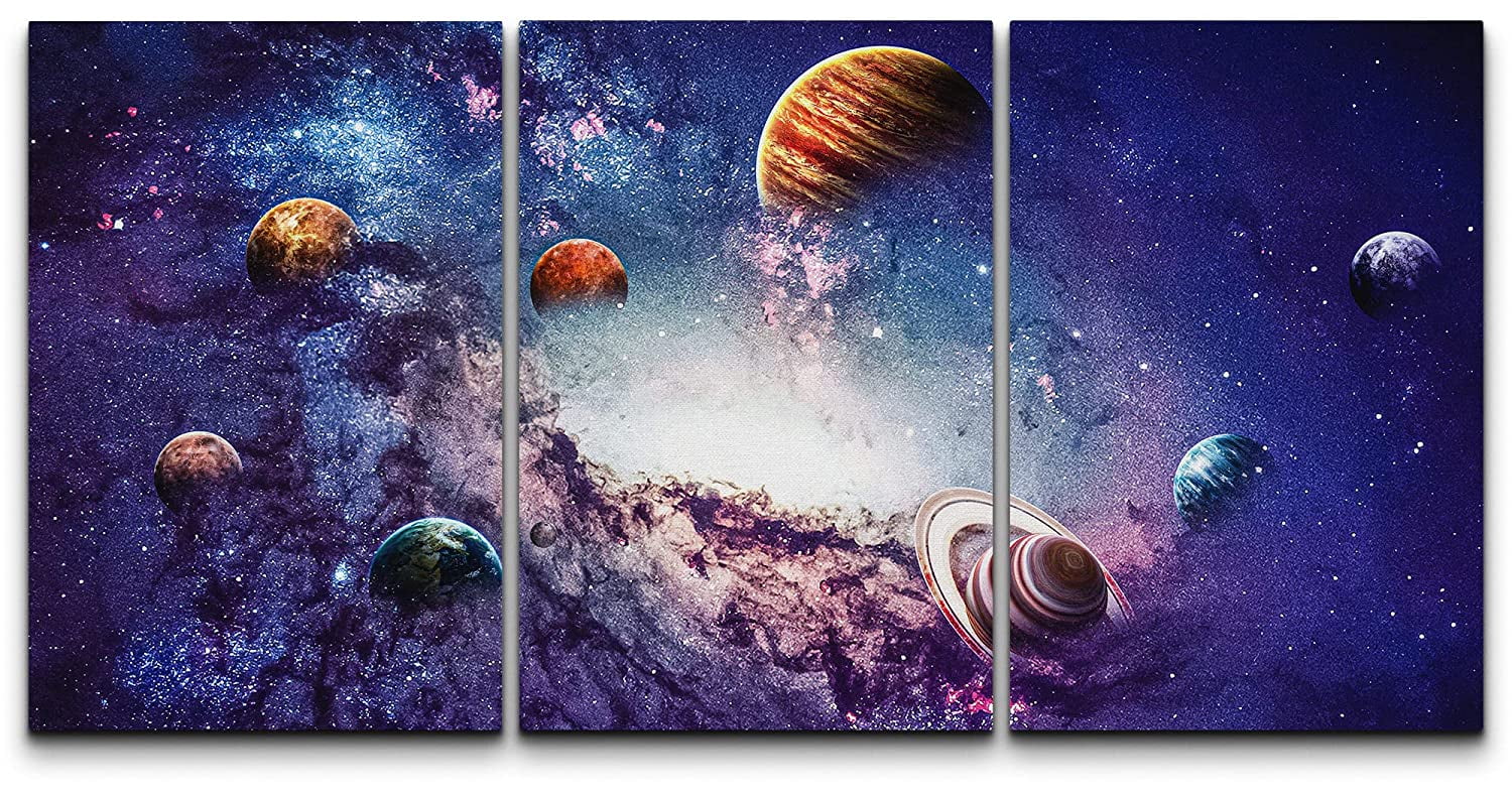 wall26 Canvas Print Wall Art Set Interstellar Galactic Planets ...
