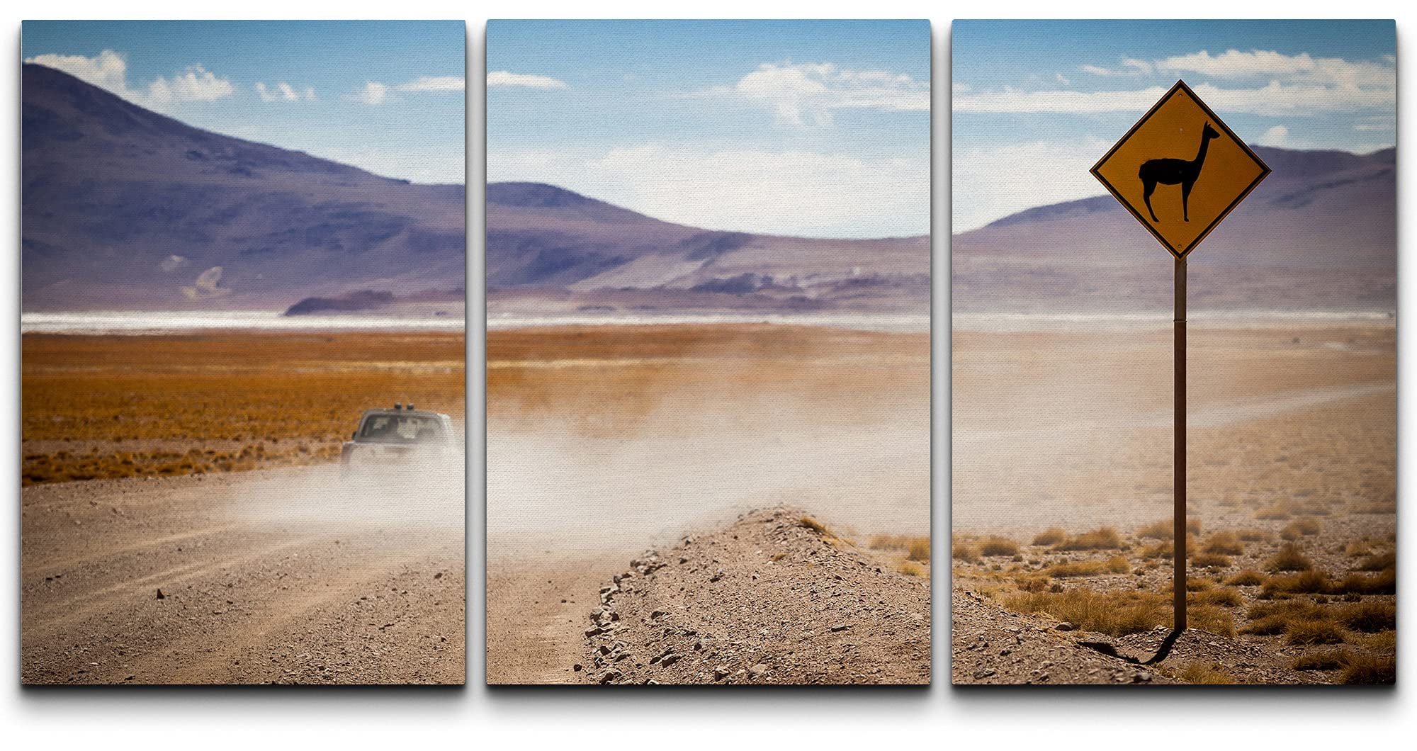 wall26 Canvas Print Wall Art Set Llama Warning Sign in Bolivian Desert ...