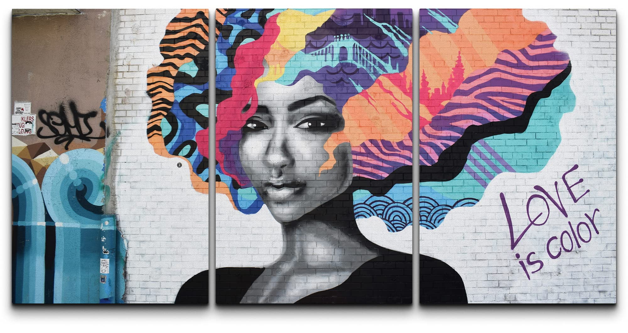 wall26 Canvas Print Wall Art Set Love is Color Triptych Graffiti ...